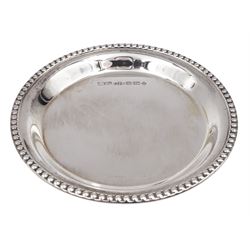 Modern silver pin tray, of circular form, with beaded edge, hallmarked ...