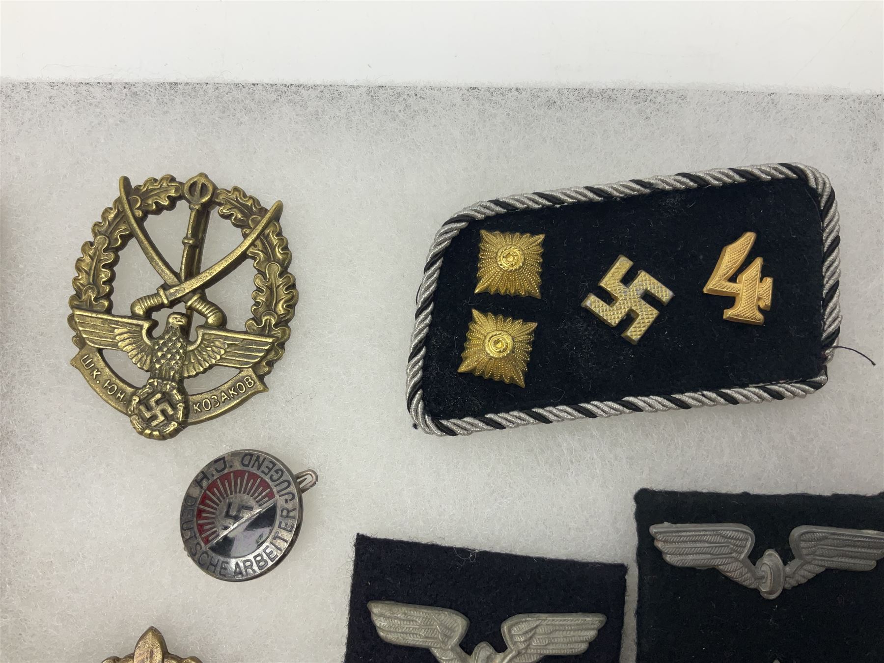 WW2 German Don Cossack epaulettes; and quantity of German insignia ...