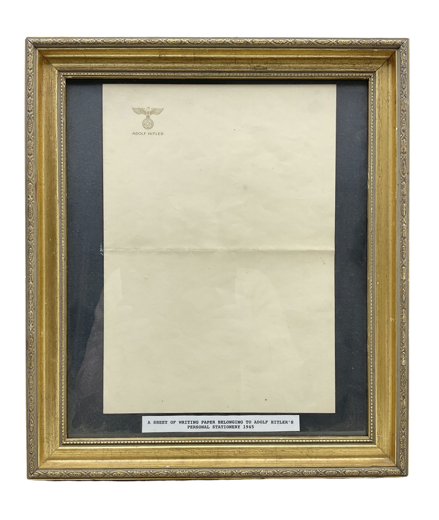 Adolf Hitler - single sheet of unused note paper embossed in gilt to ...