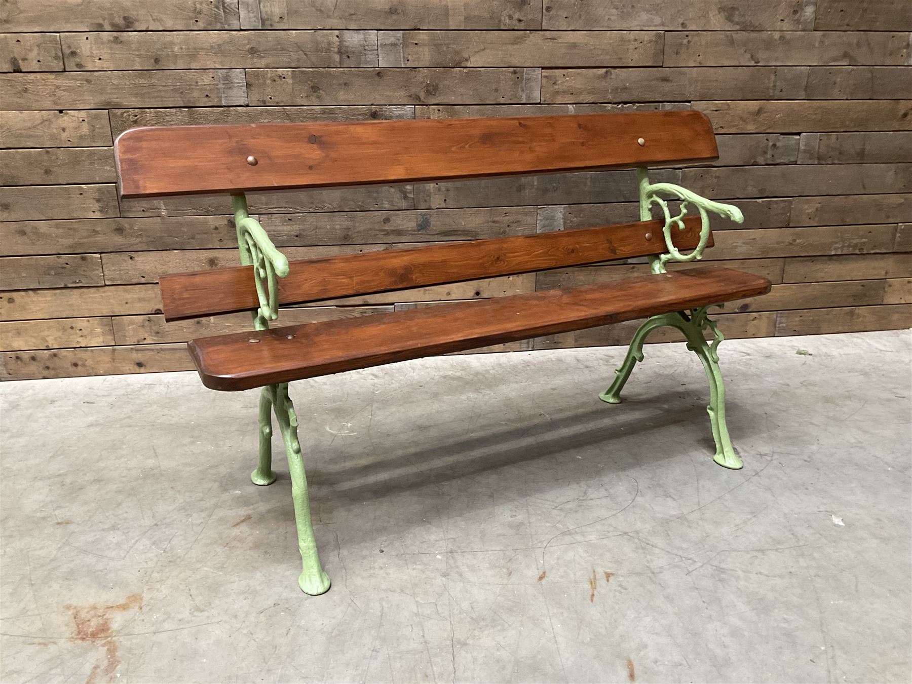 Cast iron and wood slate bench painted in green | Architectural ...