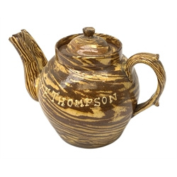 Edwardian slipware double spouted teapot - The Country House Sale
