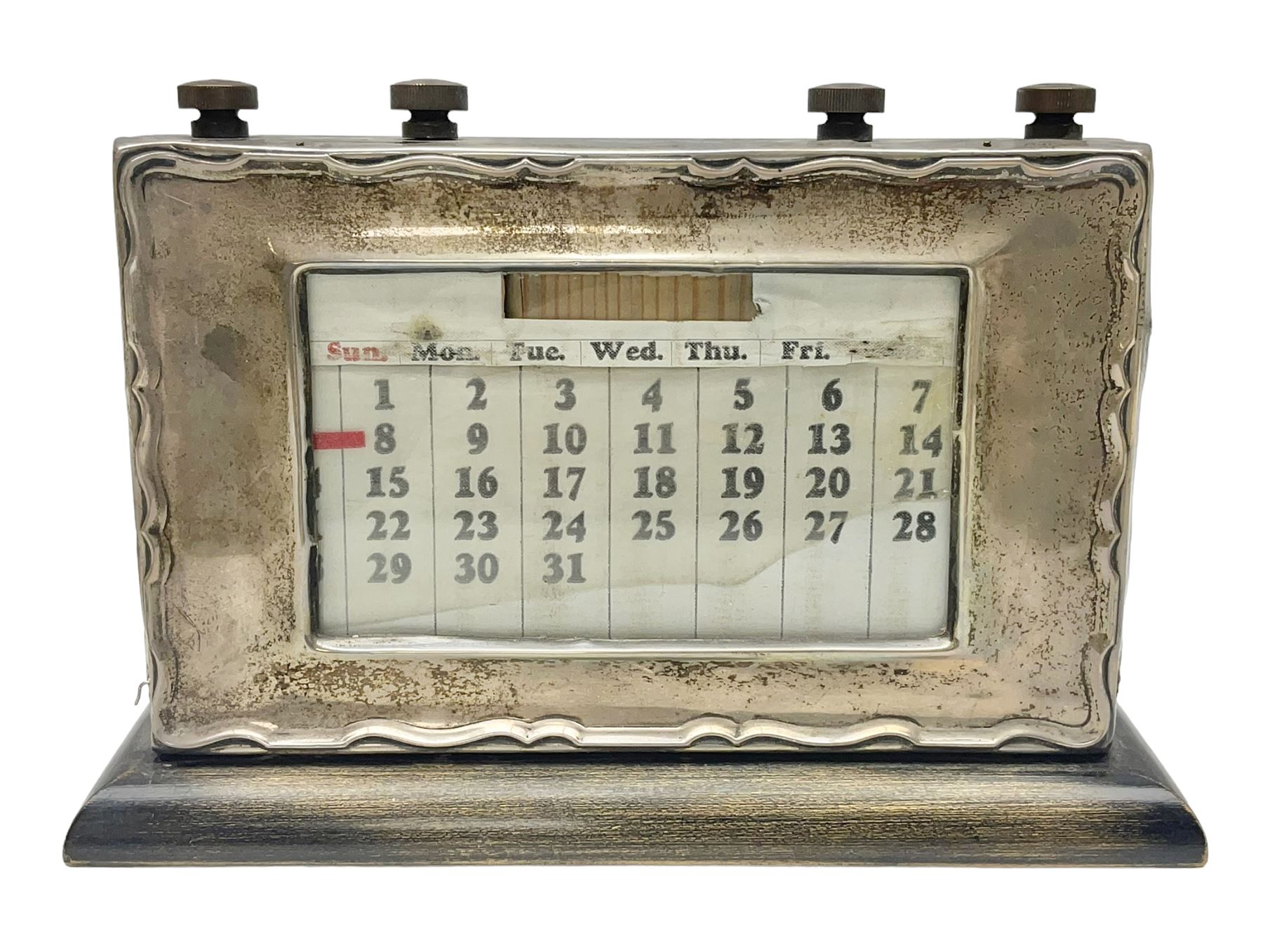 1930s silver mounted wooden perpetual calendar | Silver | 74324