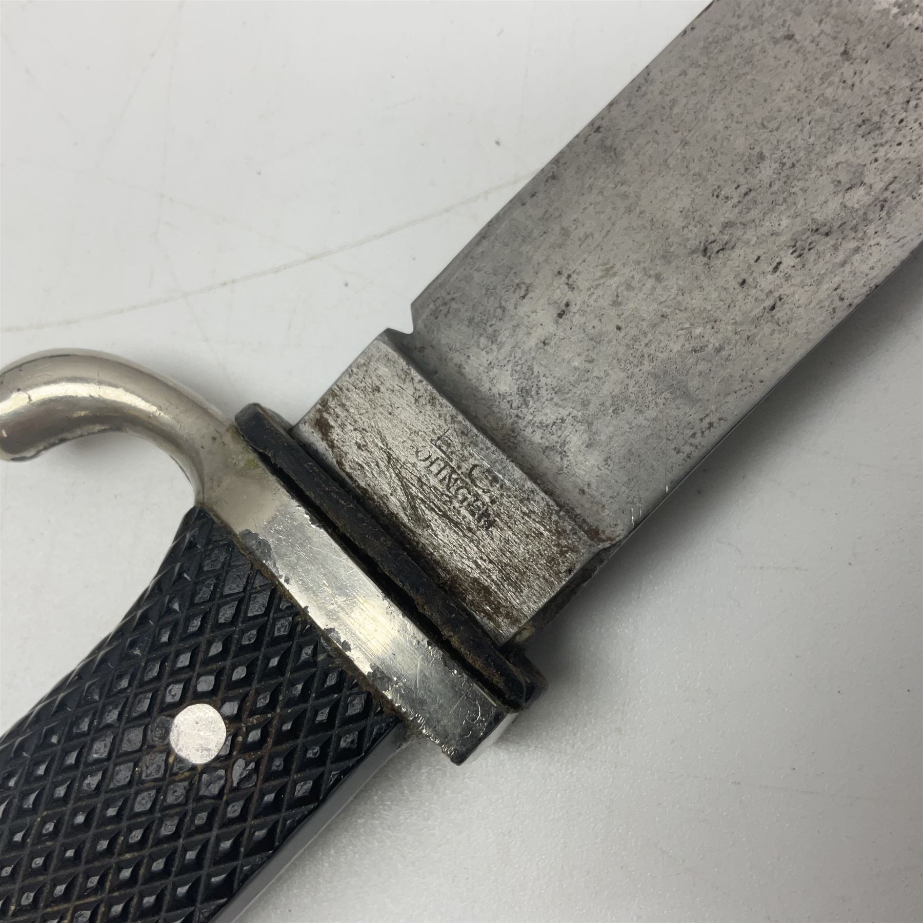 Hitler Youth style knife, the 14cm steel blade marked to either side of ...
