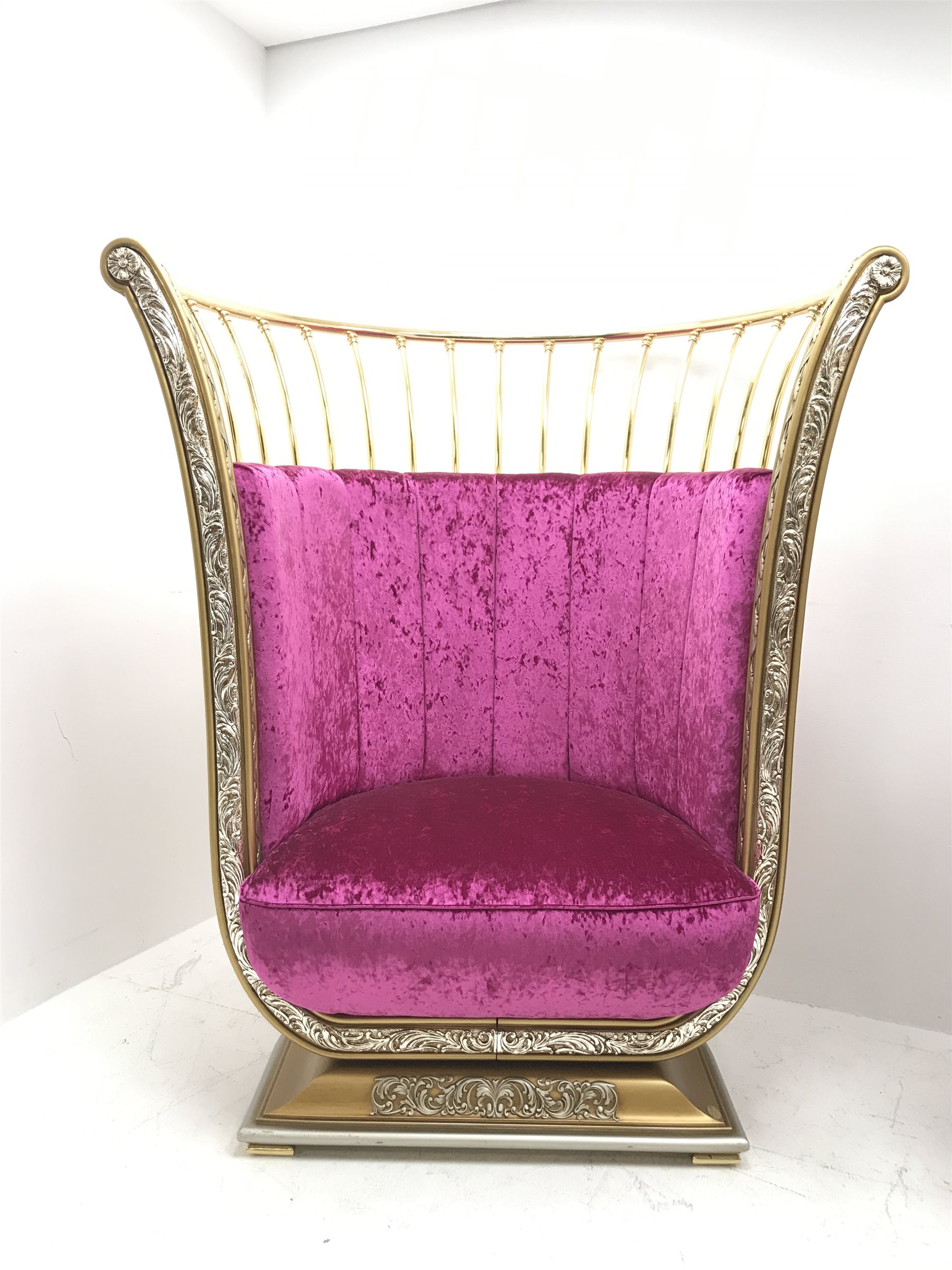 Cappelletti Cantu Italian gilt metal framed swivel chair, upholstered ...