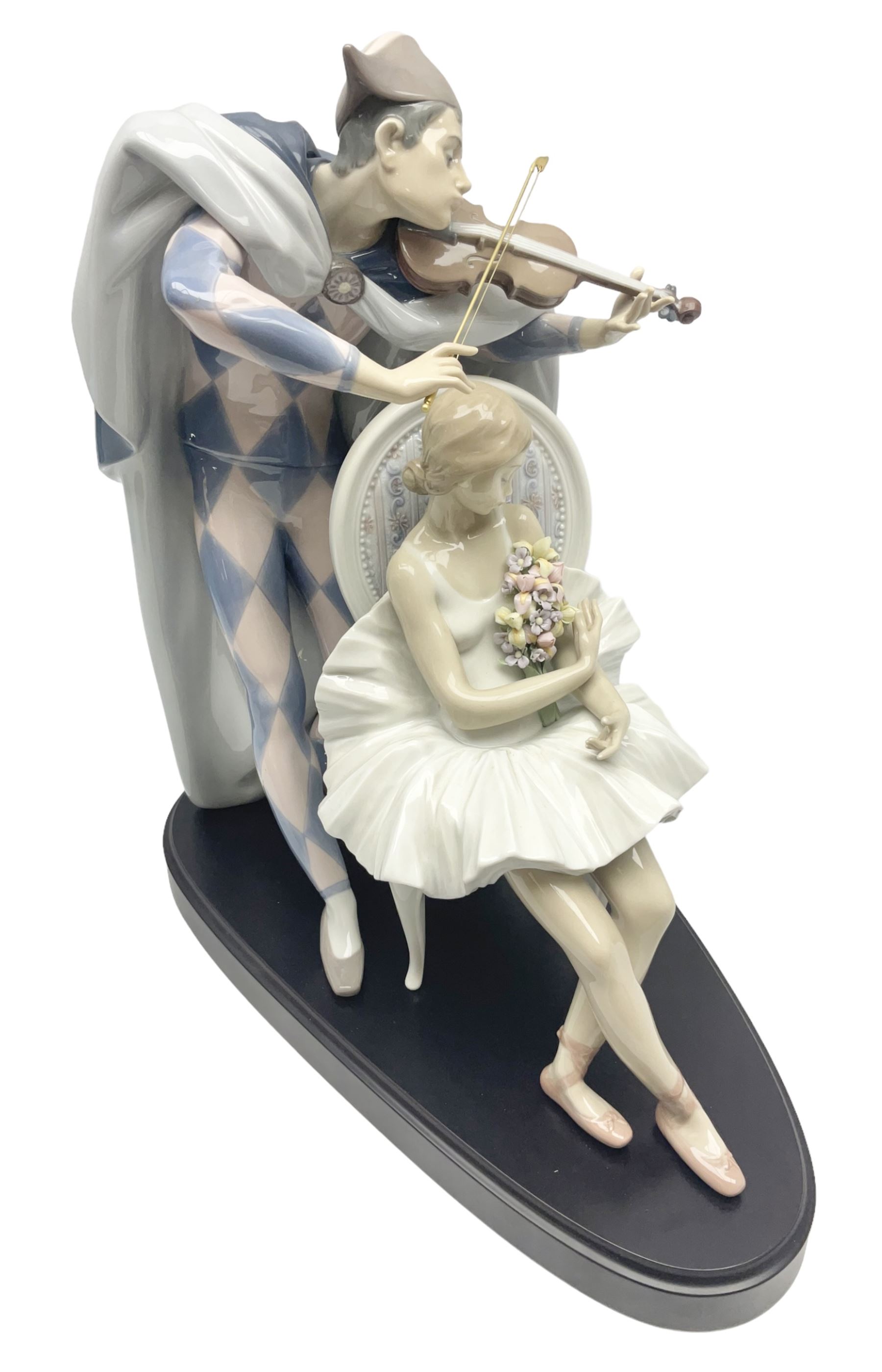 Large Lladro figure, Jester Serenade, modelled as a ballerina with ...