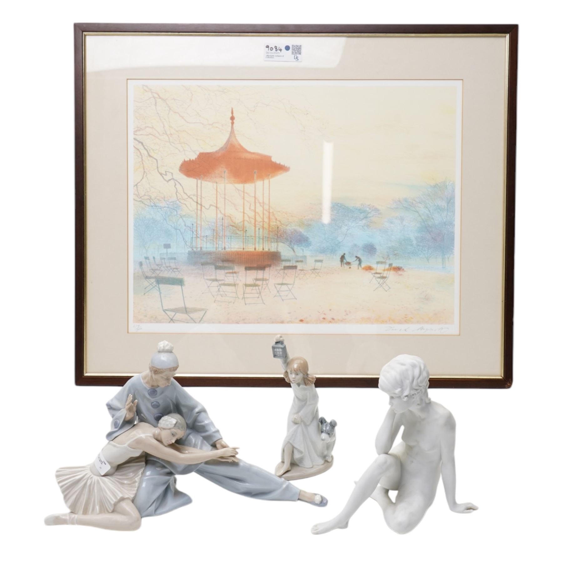 Derek Mynott (1926-1994): 'The Deserted Bandstand signed print; Lladro ...
