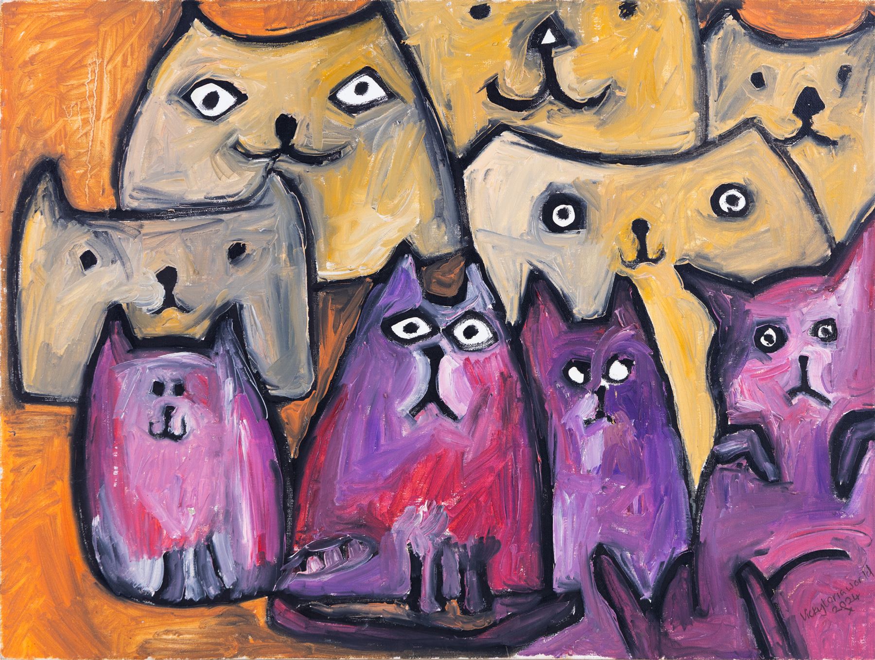 Vics Emma Wilkins AKA 'Vickytoriaworld' (British Contemporary): Cats ...