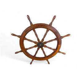 Wooden eight spoke ship's wheel with brass centre | Maritime & Naval ...