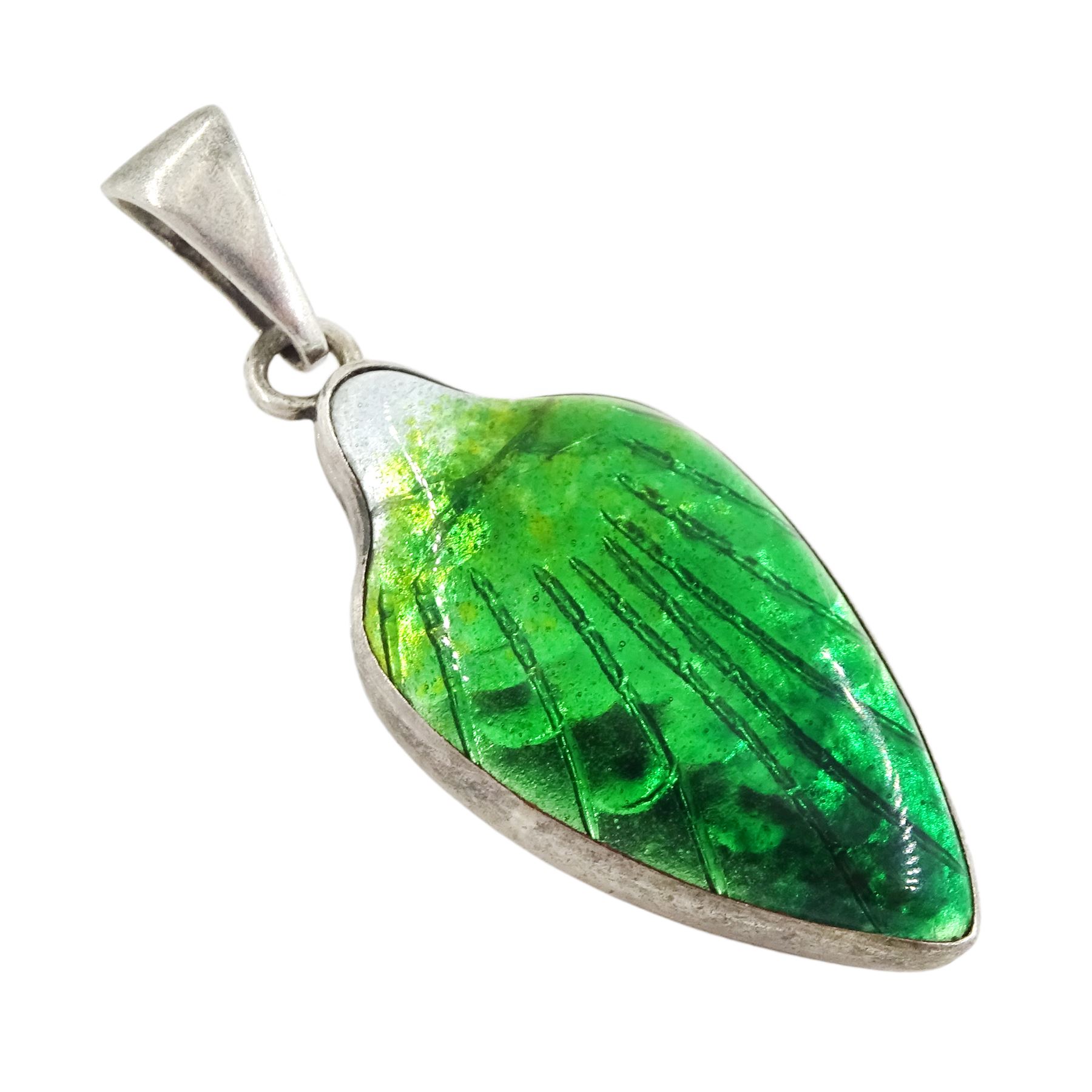 Arts & Crafts silver Newlyn green enamel pendant | Jewellery | 138713