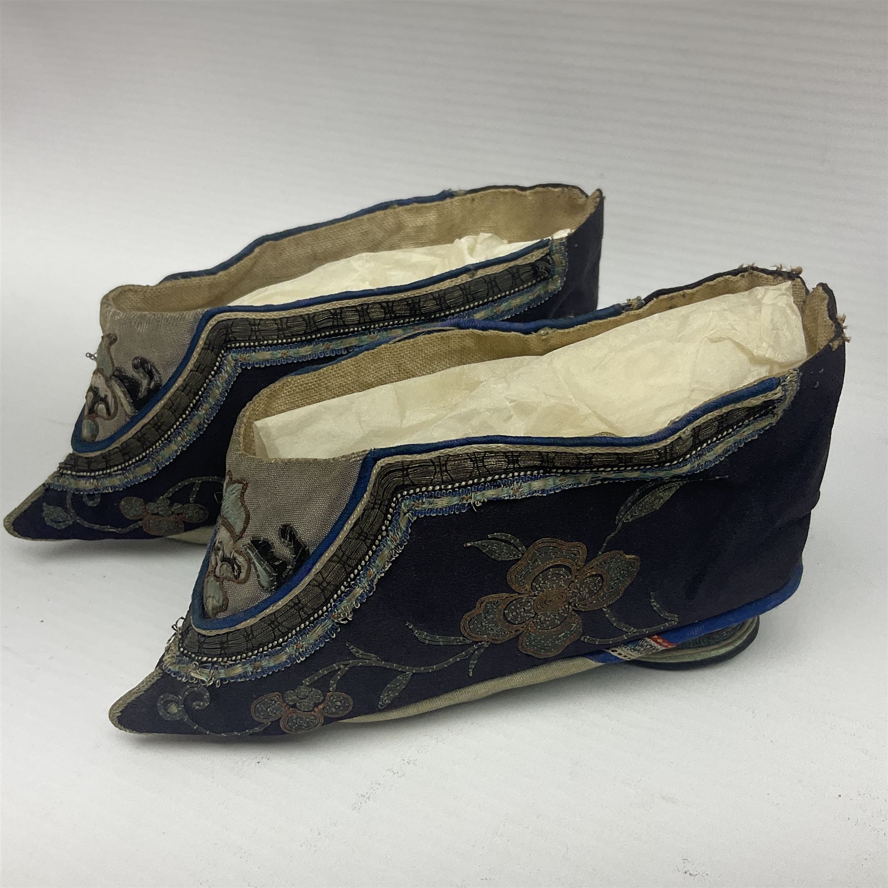 Pair of Chinese silk embroidered lotus shoes | Textiles & Clothing | 96494