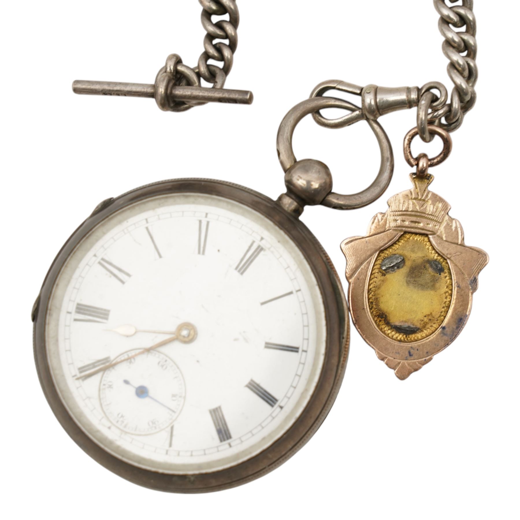 Two Victorian silver open face lever pocket watches, both on silver ...