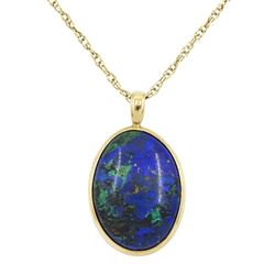 9ct gold oval Azurite pendant necklace | Jewellery | 147627