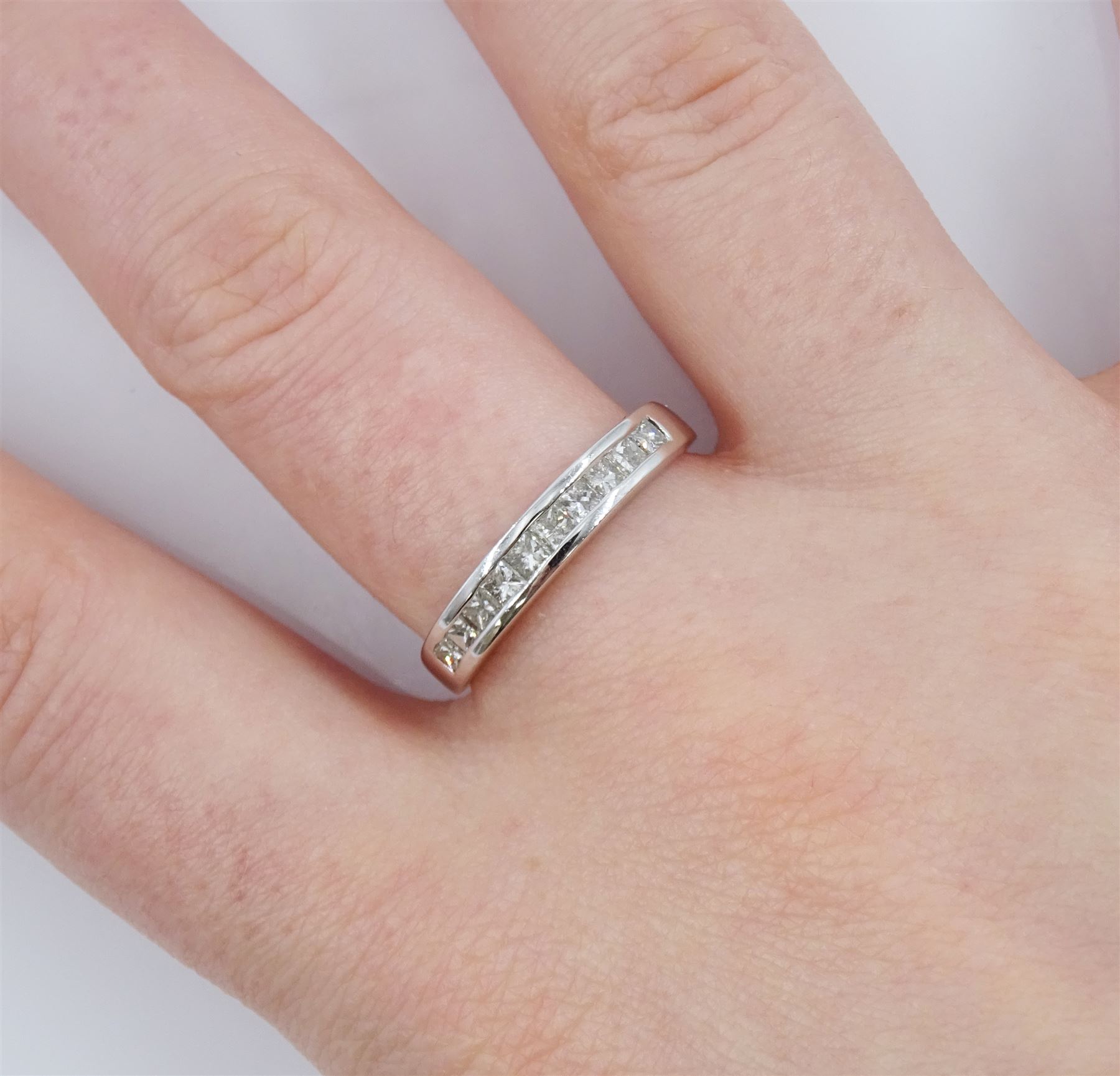 Platinum channel set princess cut half eternity ring | Jewellery | 96080