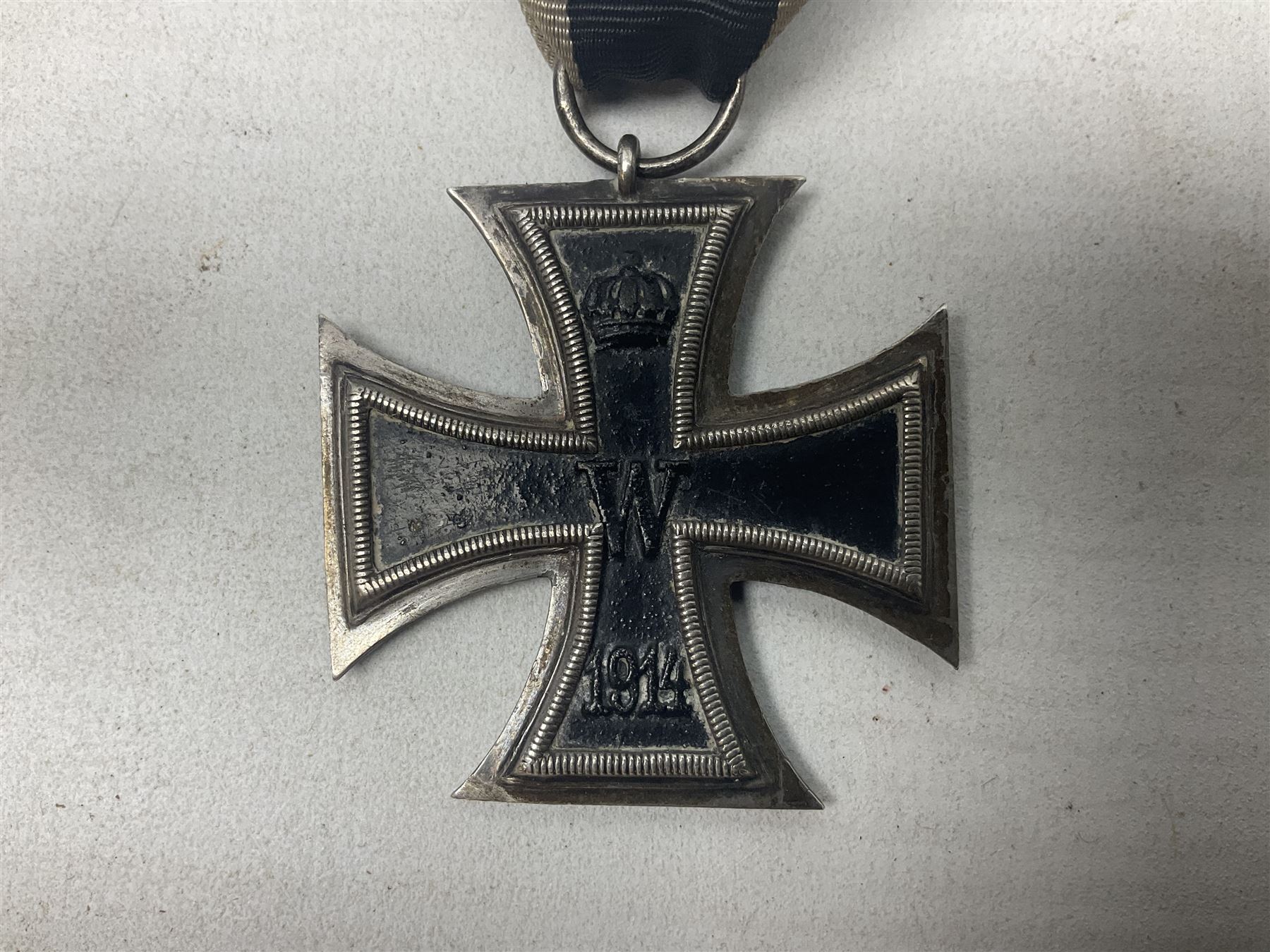 WW1 German Iron Cross 2nd Class with ribbon; ring indistinctly stamped - Military Medals