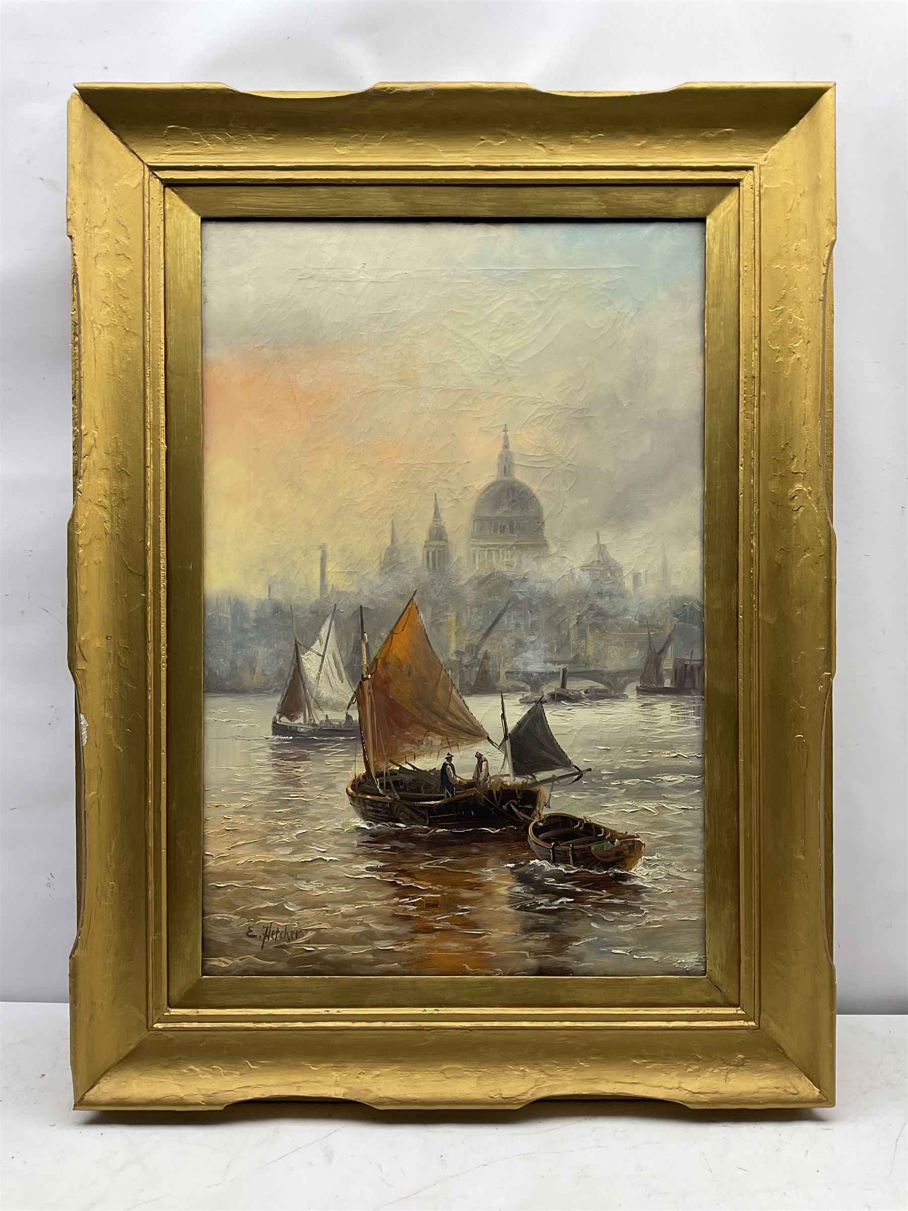 Edward Henry Eugene Fletcher (British 1851-1945): Thames River scene ...