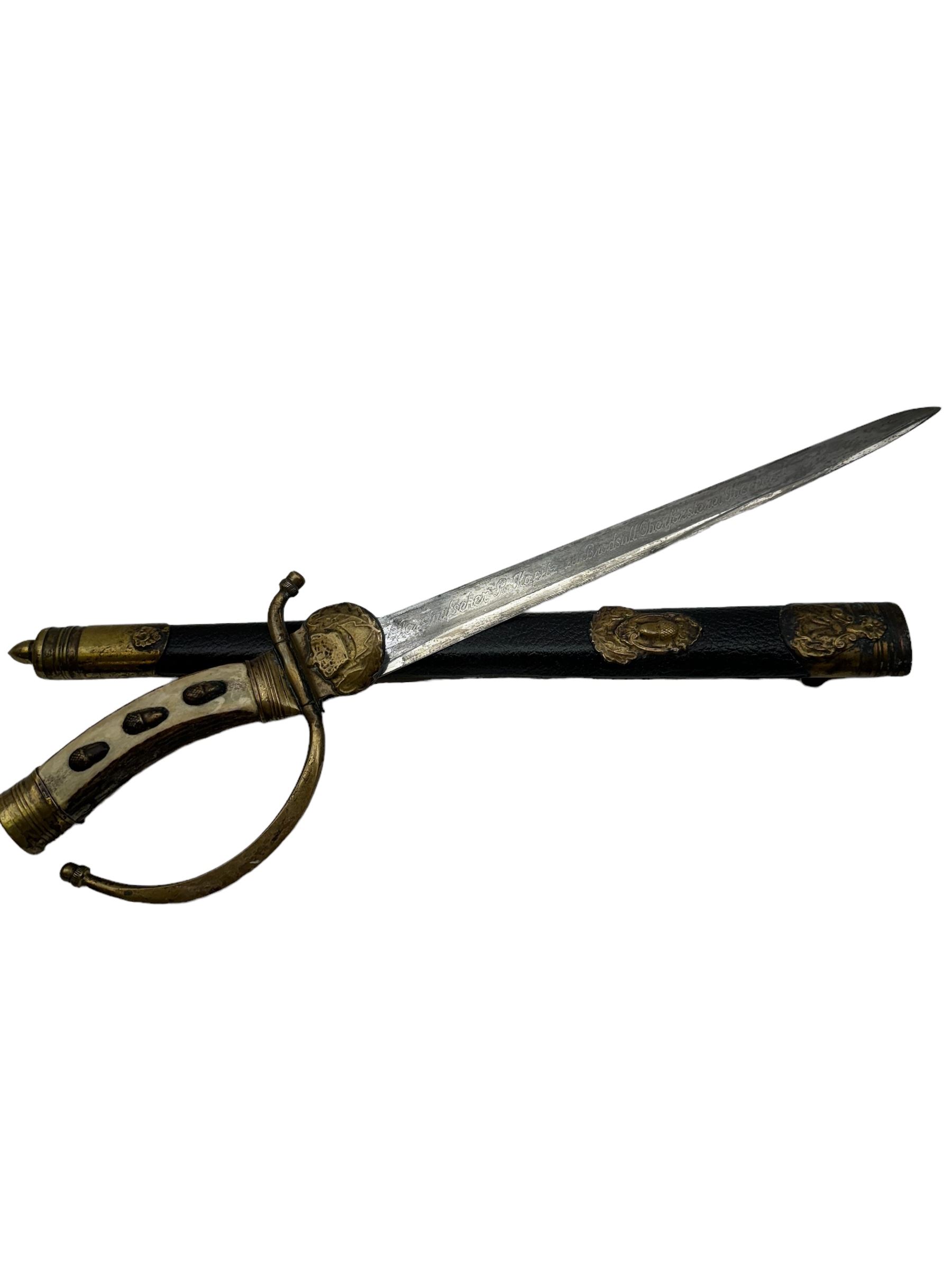 German hunting cutlass 34cm singled edged blade etched | Edged Weapons ...