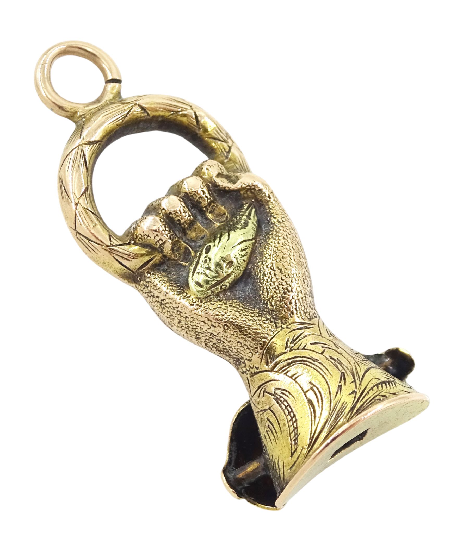 Georgian 18ct gold garnet hand pendant / clasp | Jewellery | 149464