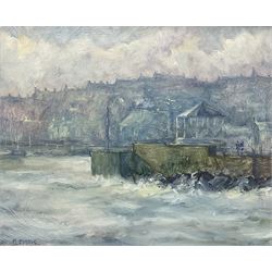 Christine M Pybus (British 1954-): Blustery Day at Whitby Bandstand ...