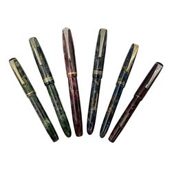 Six Burnham marbleised fountain pens | Writing Instruments | 91233