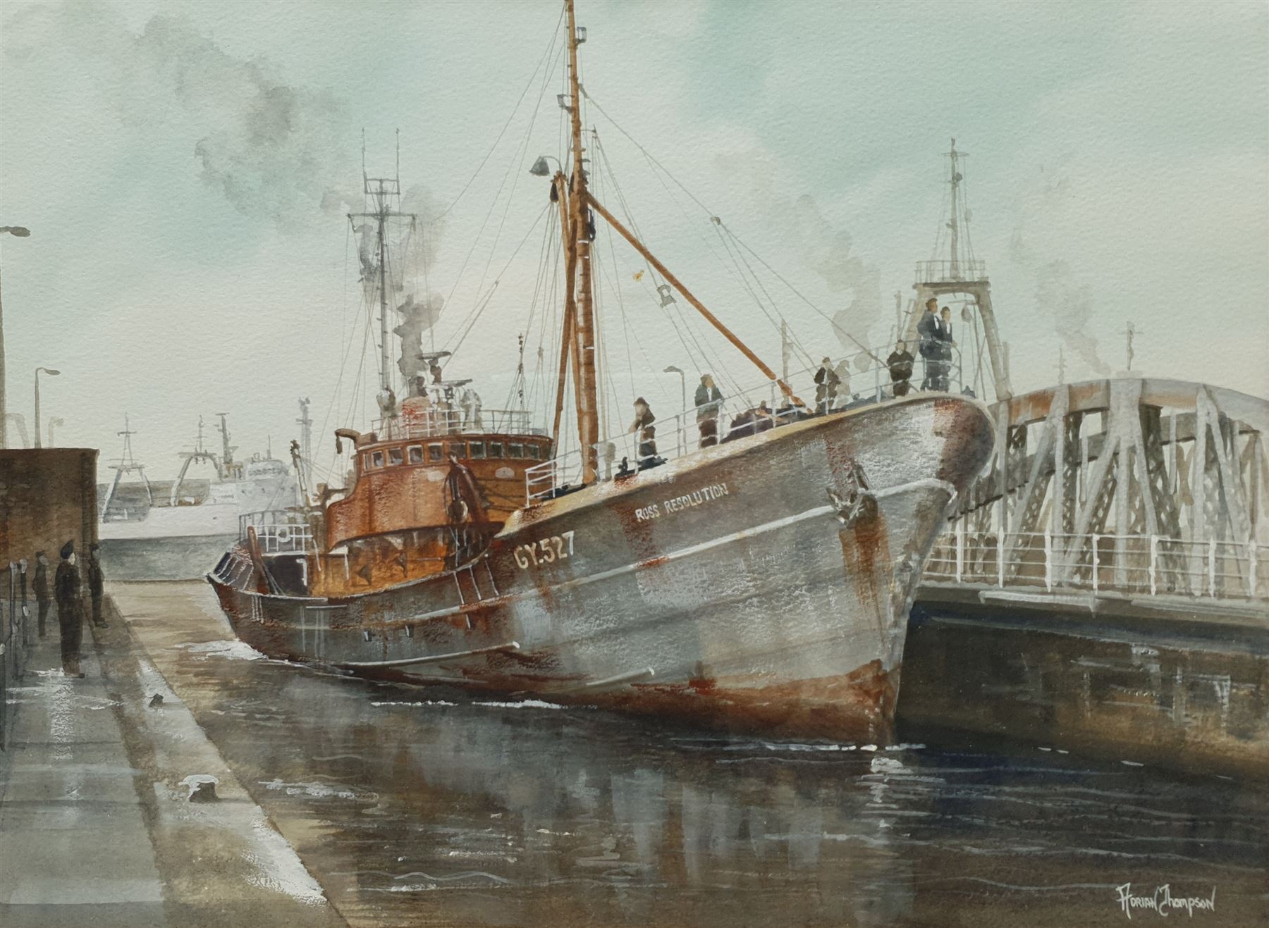 Adrian Thompson (British 1960-): Grimsby Trawler 'Ross Resolution' in ...