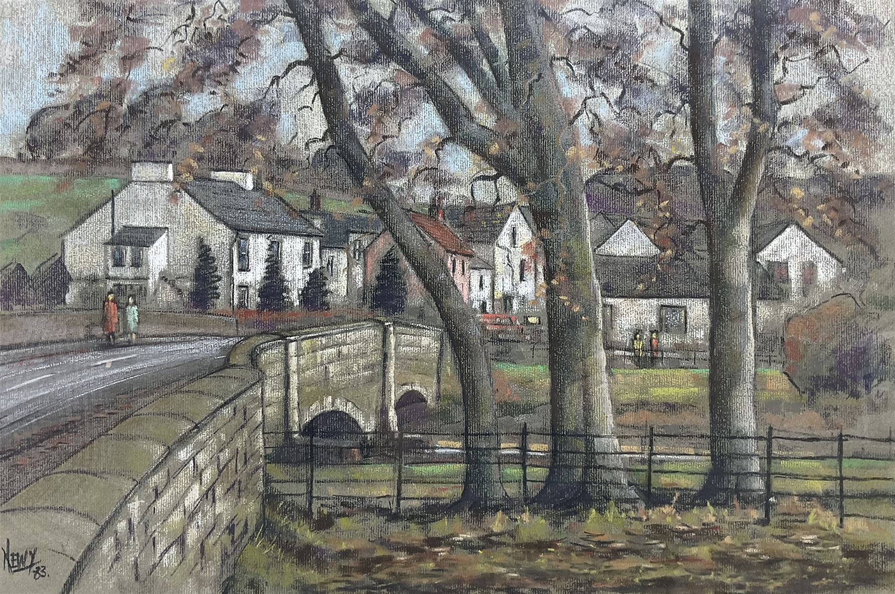 David Newbould (British 1938-2018): Yorkshire Village Scene, pastel ...