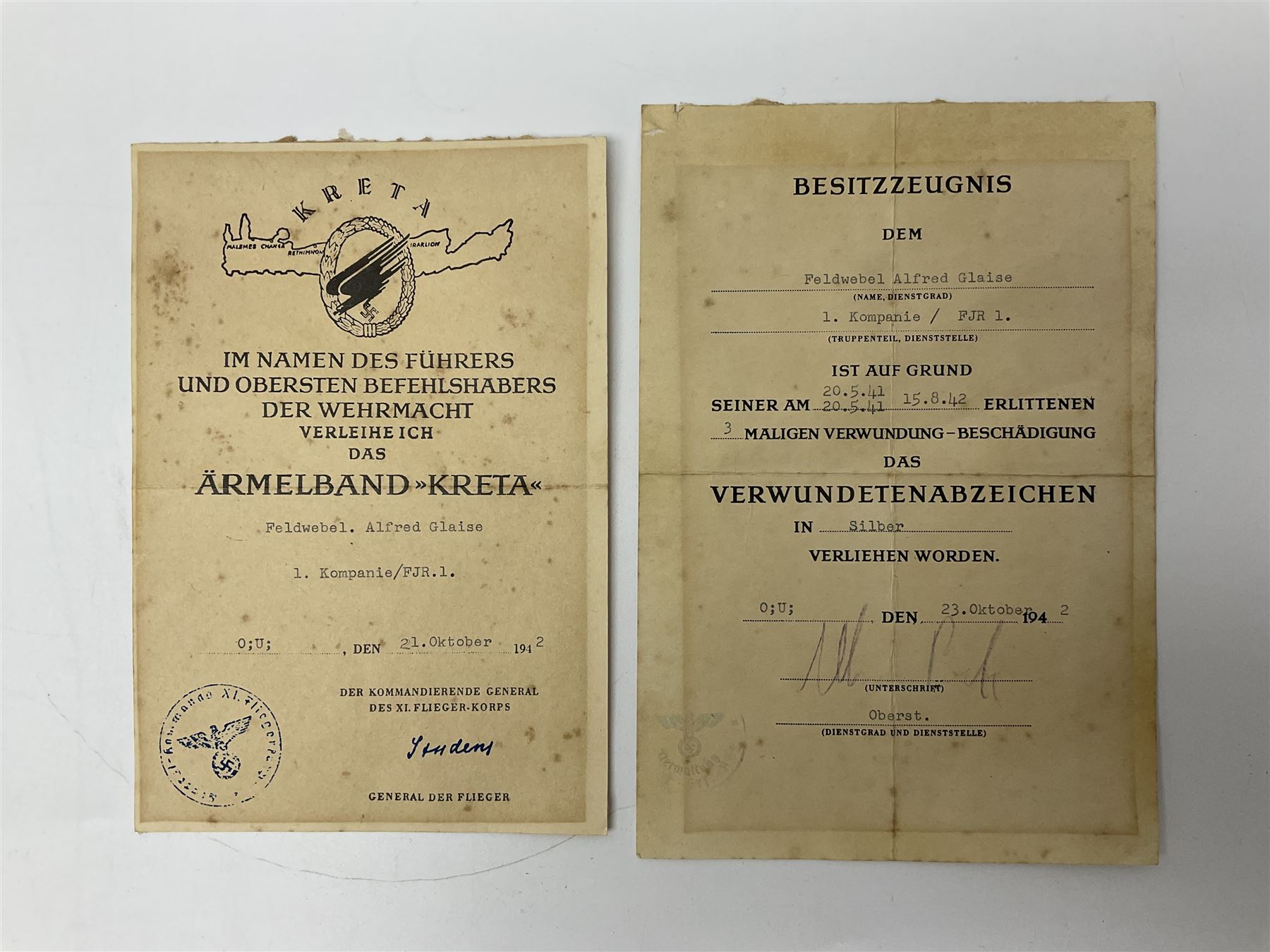 Three German documents dated 1942 | Militaria | 81499