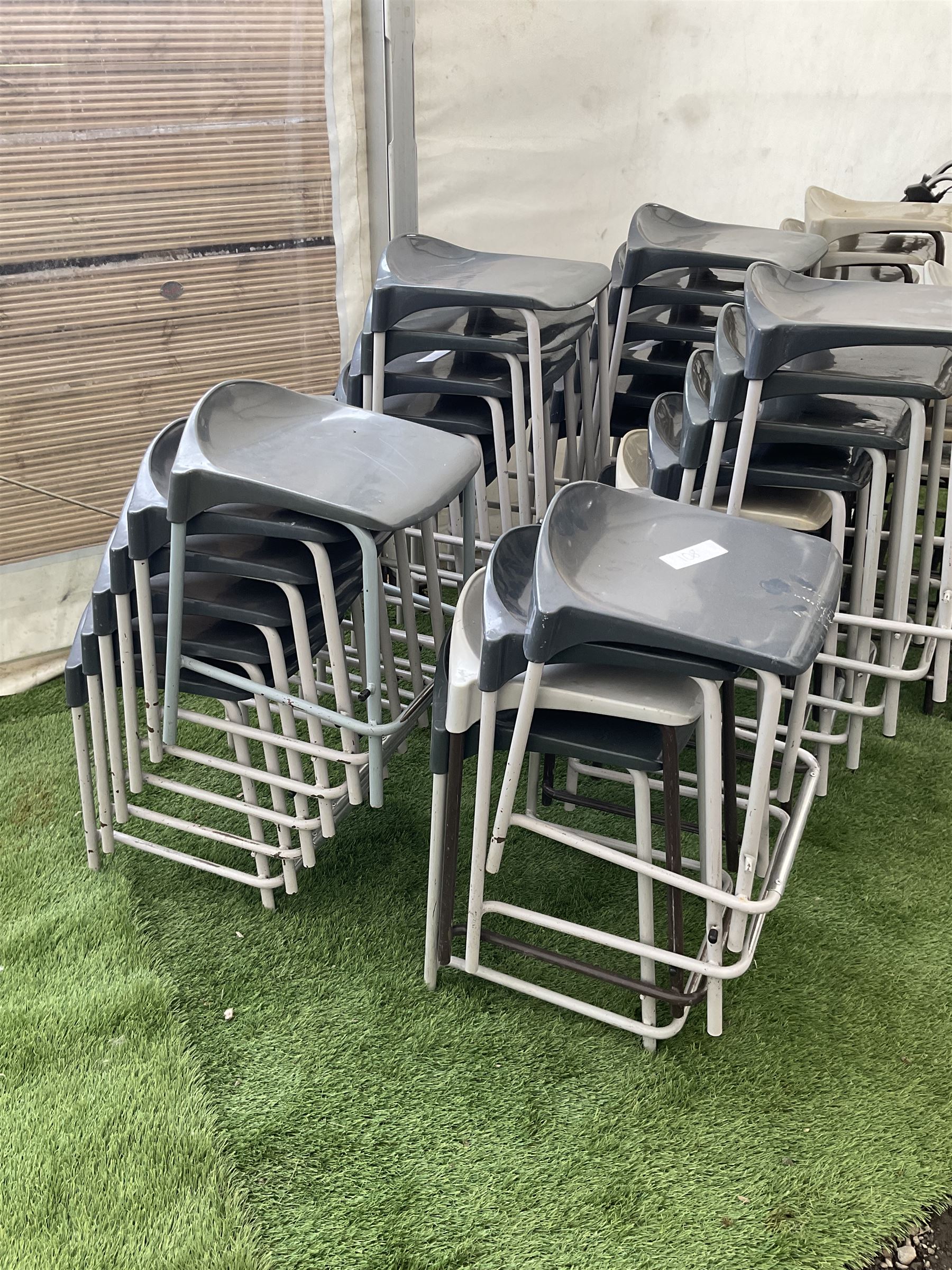 48 metal and plastic classroom stools, most of them height is 60cm some ...