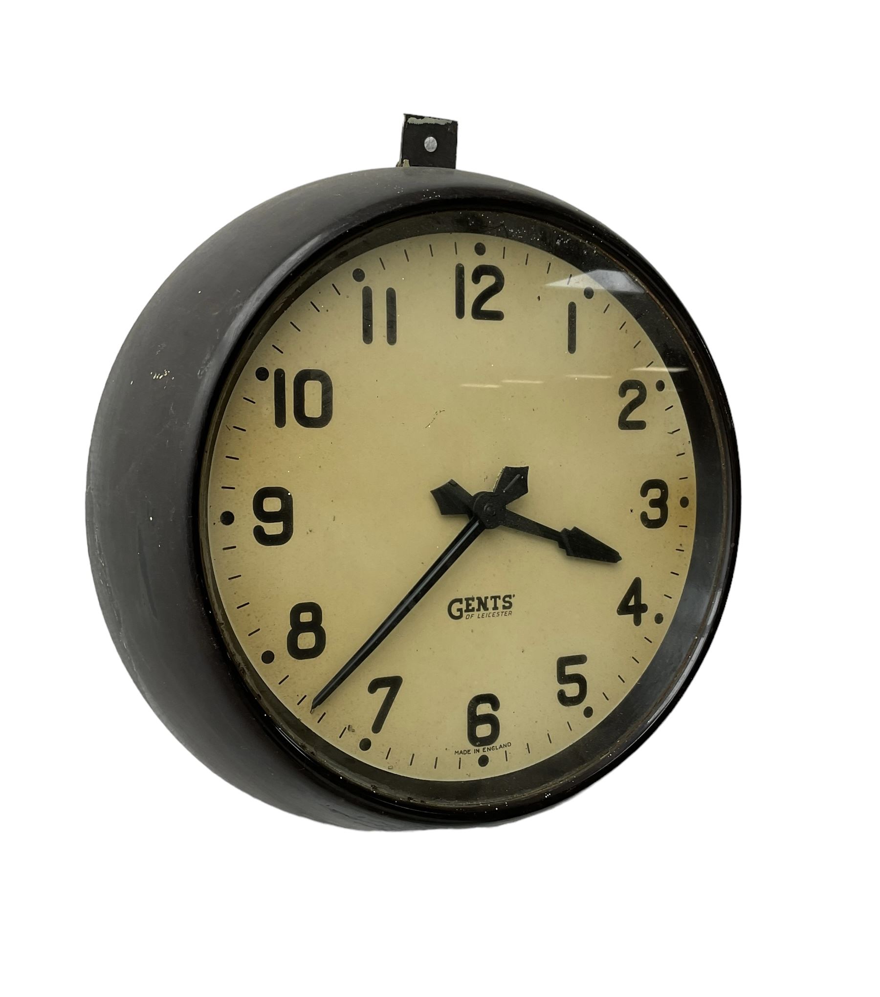 Gent - mid 20th century electric slave clock in a circular metal case ...