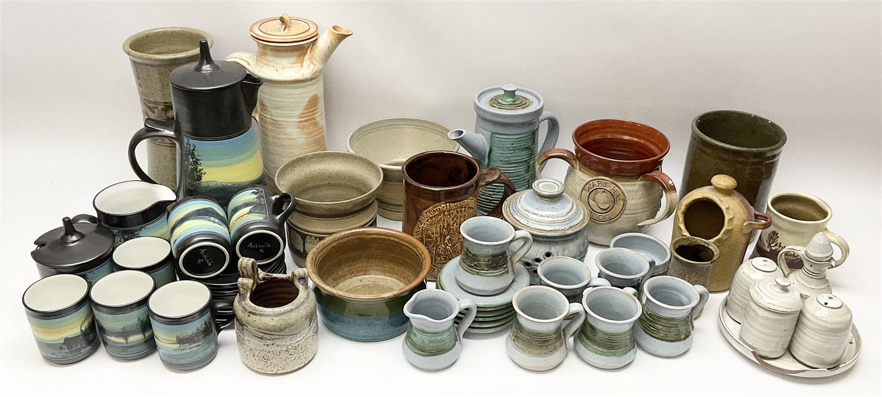 A group of assorted Studio Pottery, to include an Ambleside coffee set ...