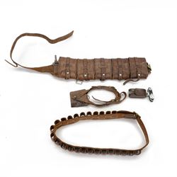 Brown leather bandolier with brass metal work stamped b | Militaria ...
