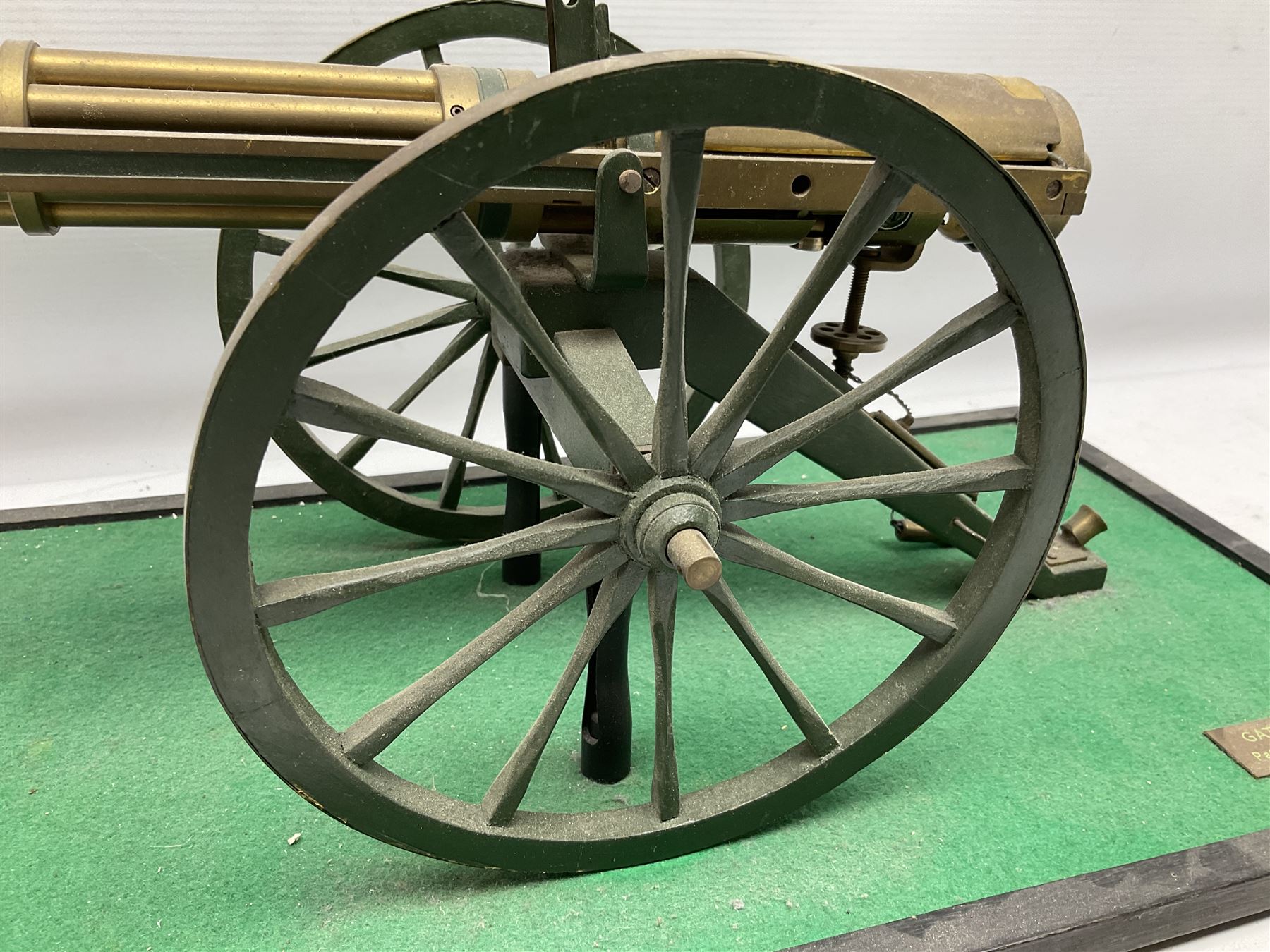 Scratch built brass model of an 1861 Gatling Gun with rotating barrels ...