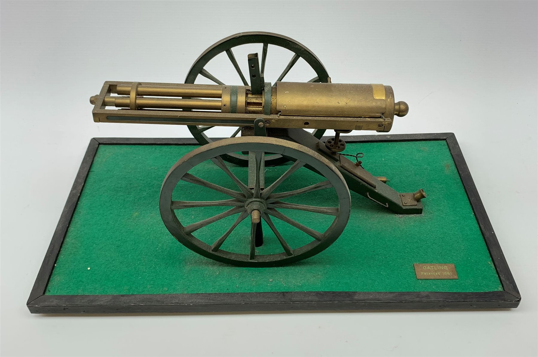 Scratch built brass model of an 1861 Gatling Gun with rotating barrels ...