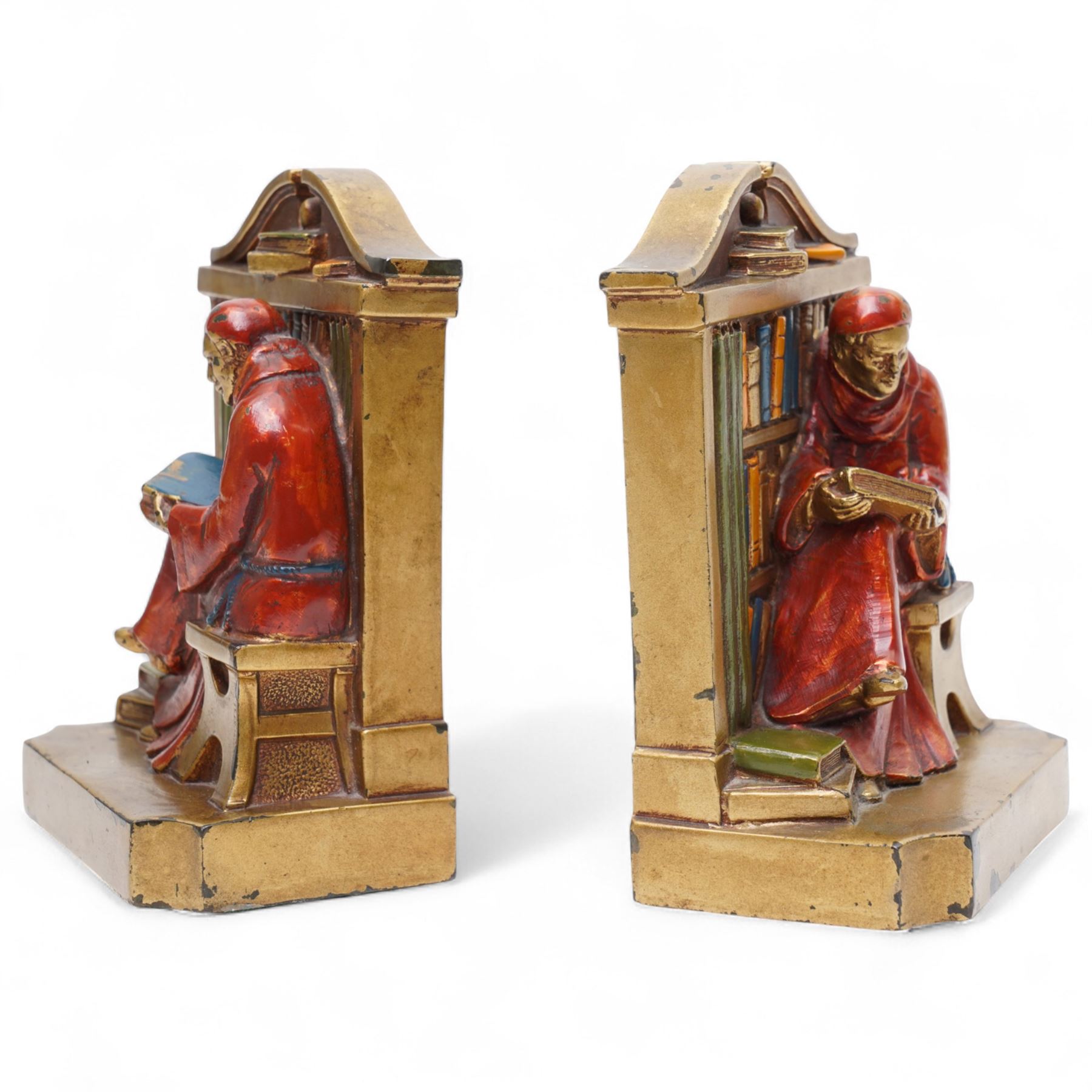 Pair of L V Aronson bookends modelled as monks H16cm | Wood, Metal ...