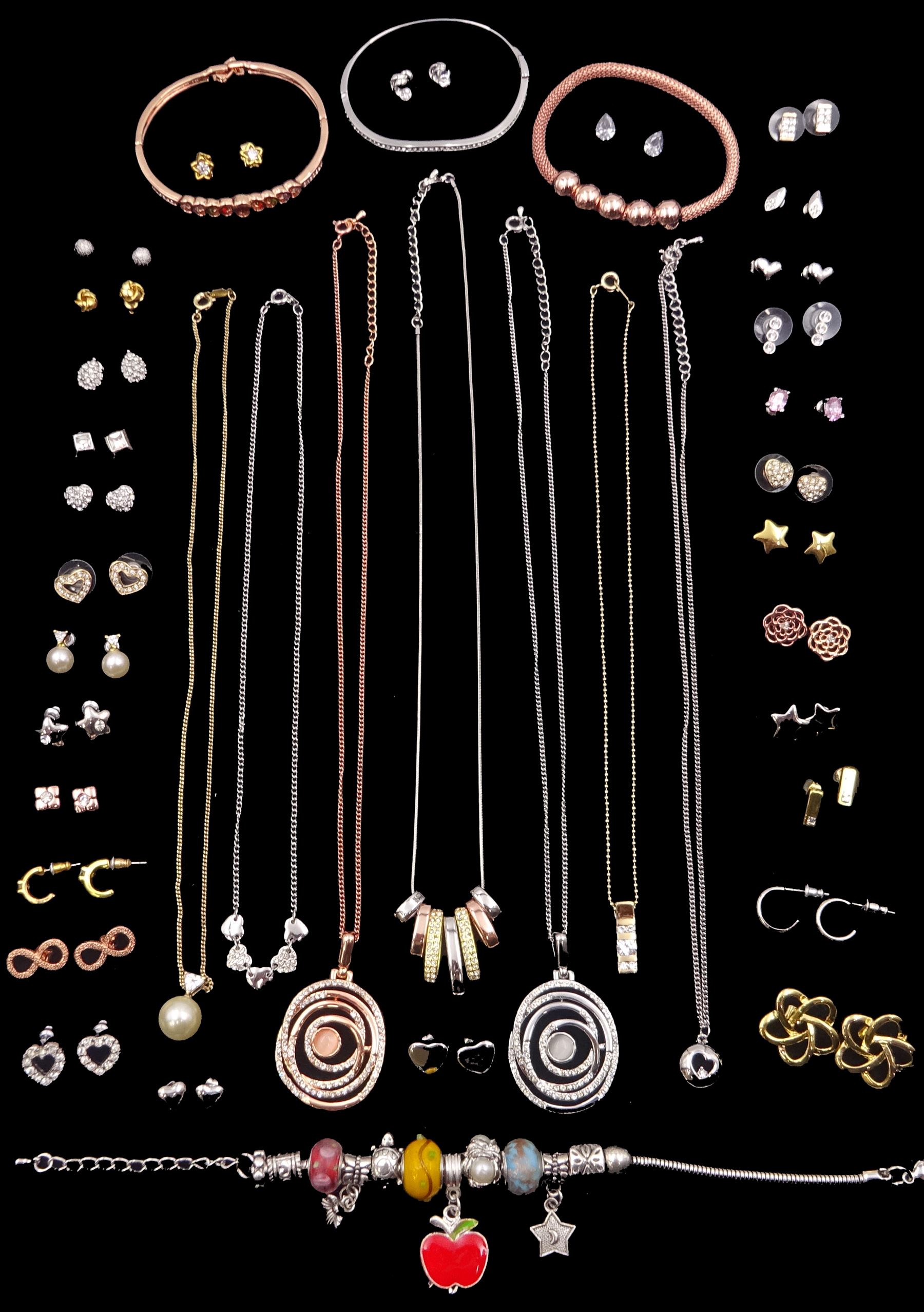 Collection of costume jewellery including seven necklaces, charm ...
