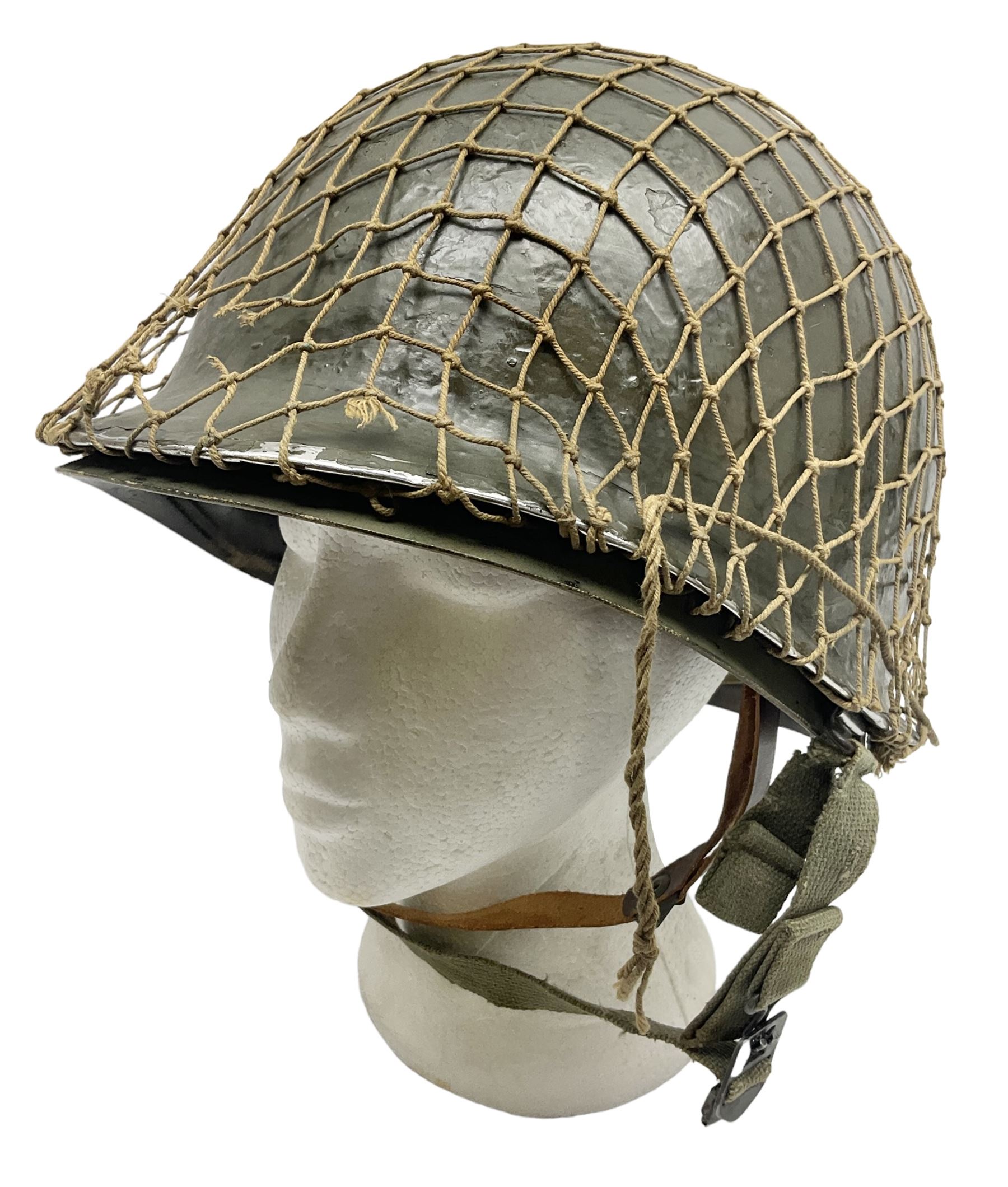 WW2 American MKI steel helmet with liner; green painted | Militaria | 66664
