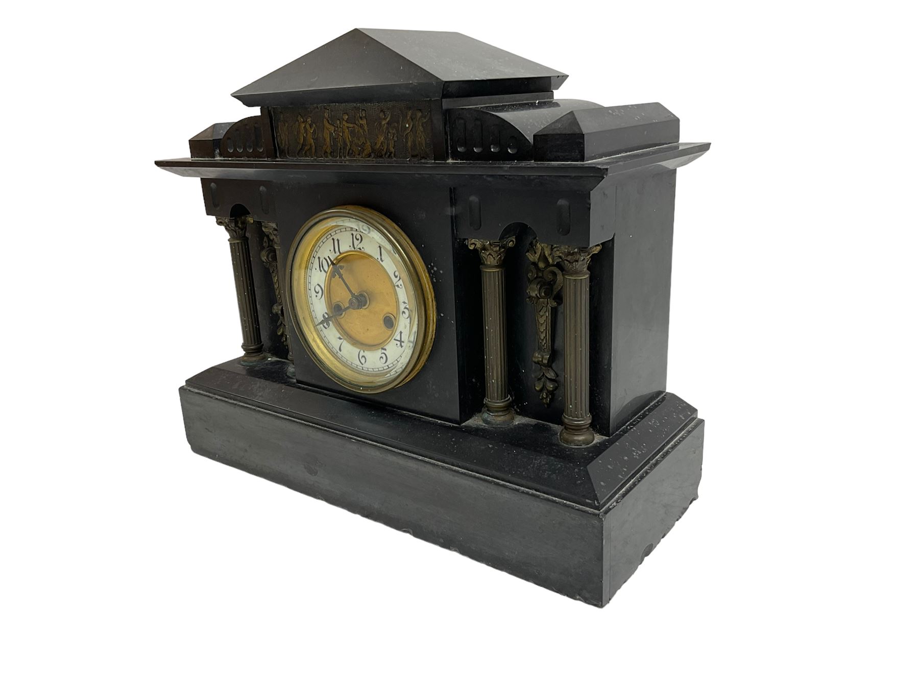 Slate mantle clock c1890 with an American “Waterbury” eight-day spring ...