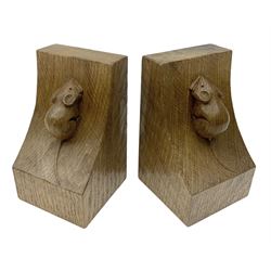 Mouseman - pair of adzed Yorkshire oak bookends - 01/07/2022