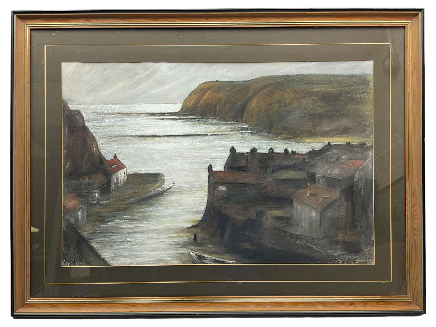 English School (20th century): Staithes, pastel indistinctly signed ...
