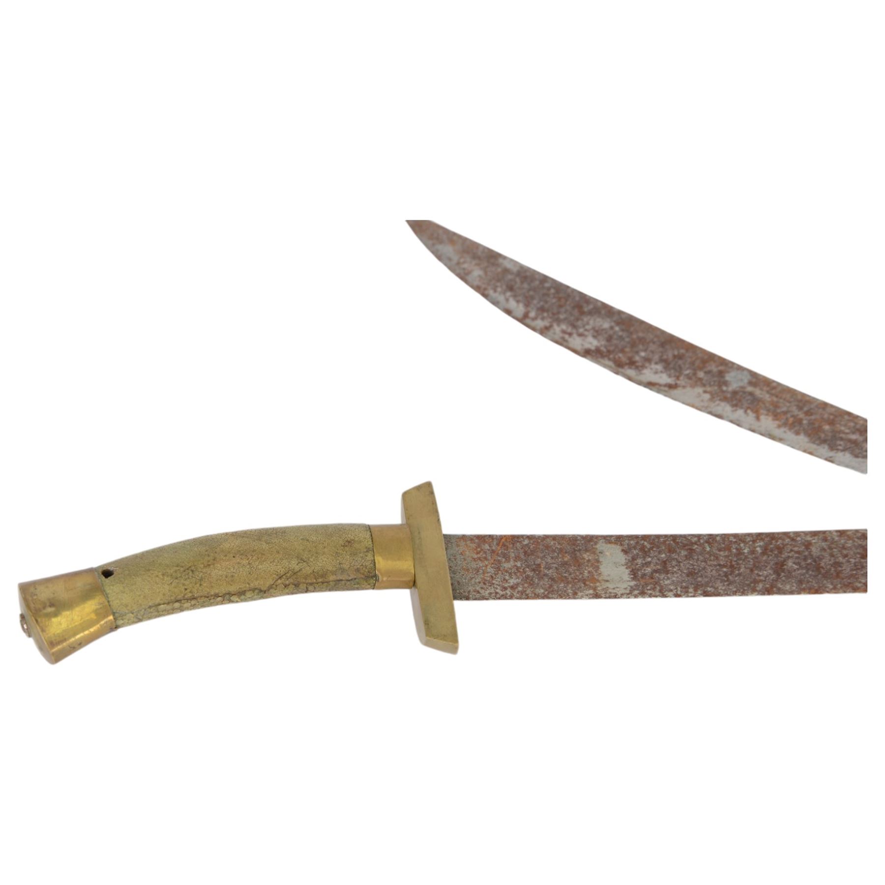 Pair of niuweidao fighting swords, curved single edge blade, with brass ...