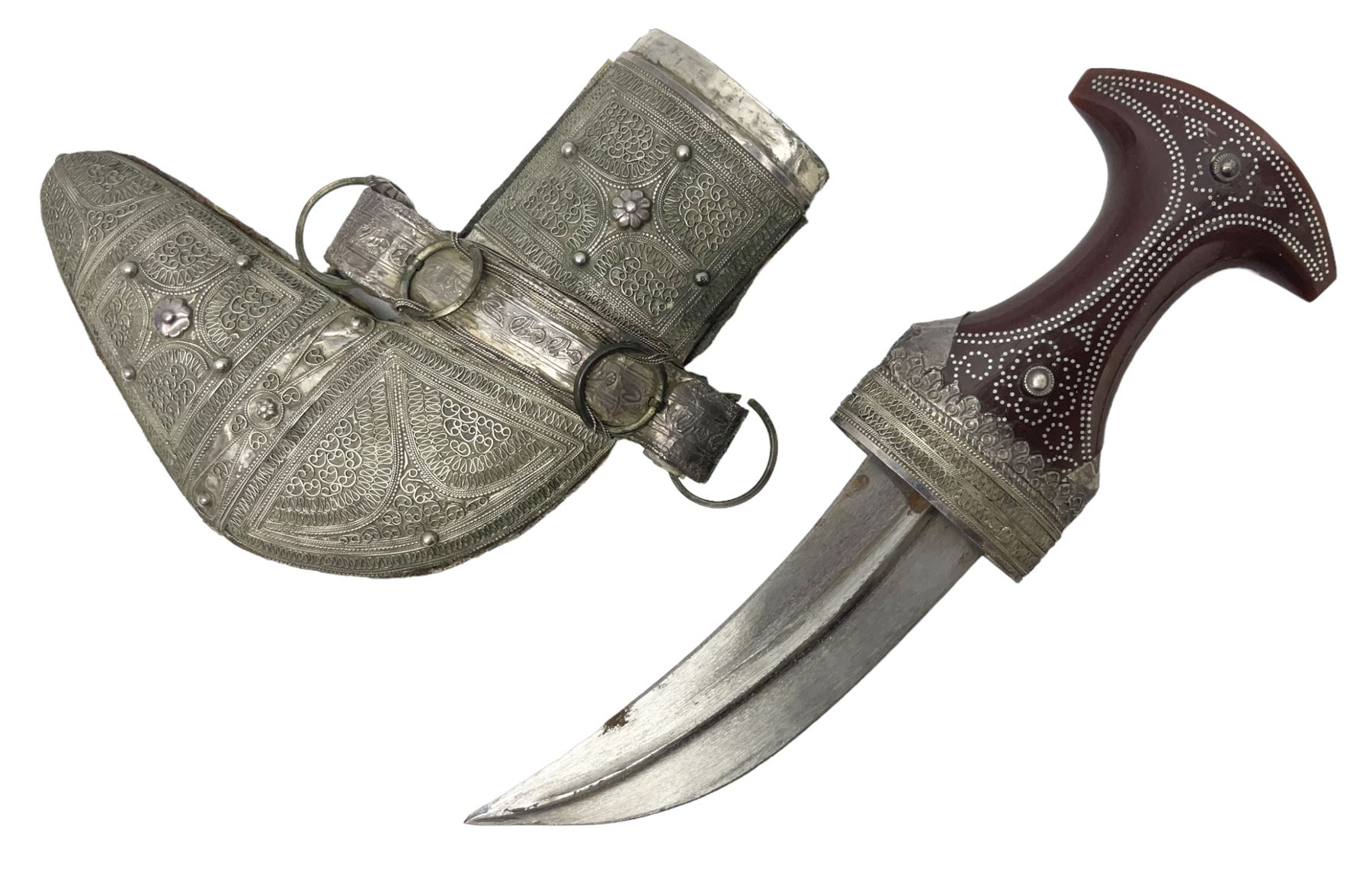 Omani Khanjar dagger, the 12.5cm curved blade with pronounced medial ...