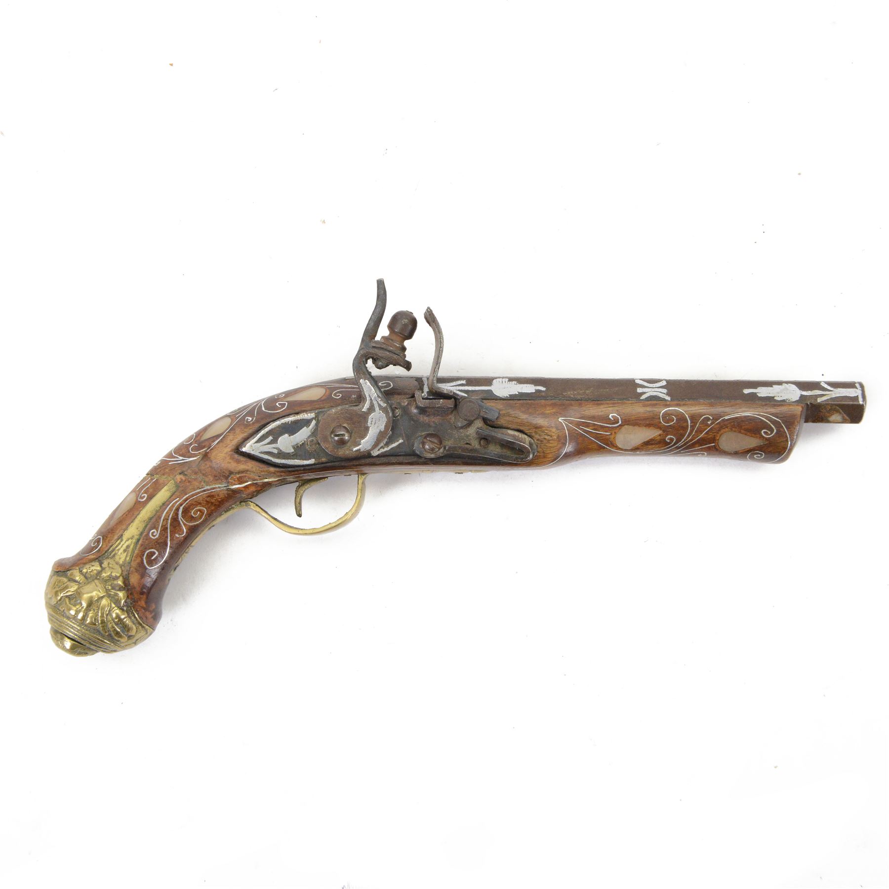 Flint lock pistol inlaid with mother of pearl and silve - 30/01/2025