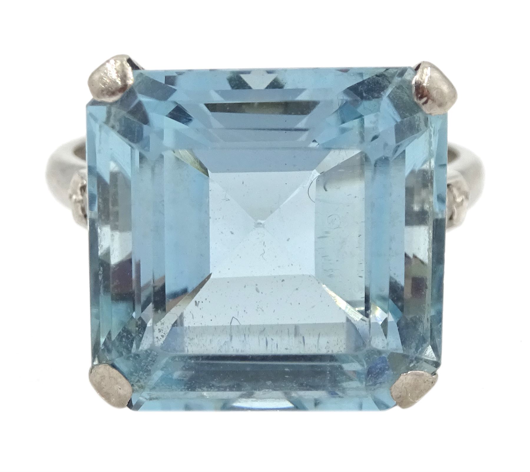 White gold and platinum square cut aquamarine ring - Jewellery, Watches ...