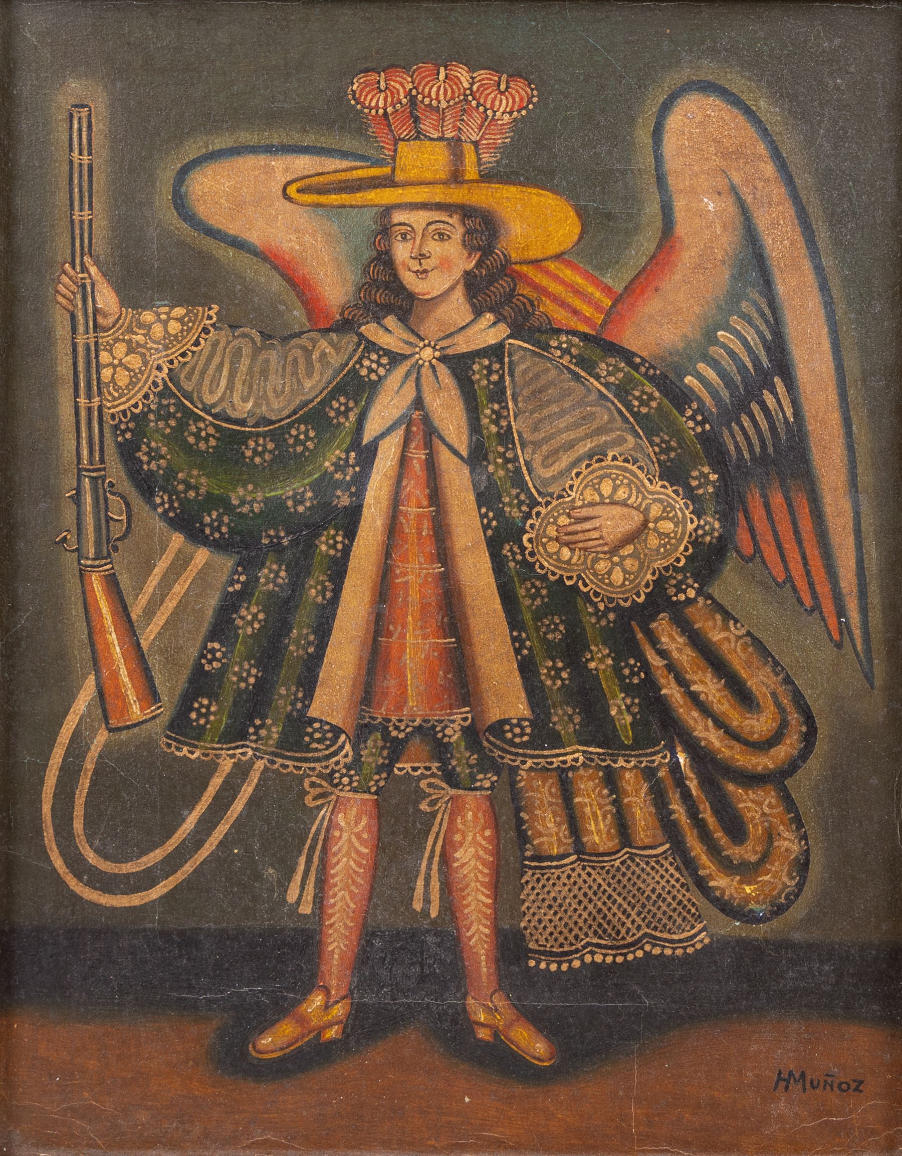 Cuzco School (Peruvian Colonial 19th century): Portrait of an Archangel ...