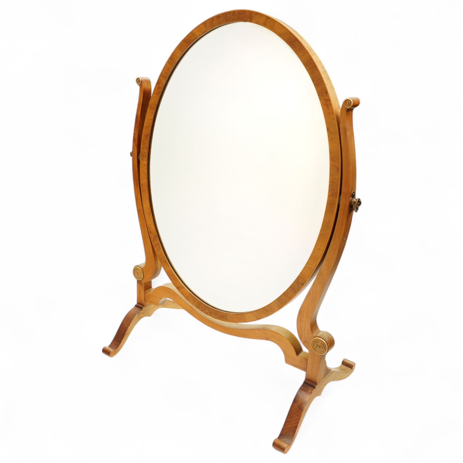 Edwardian yew wood oval swing mirror | Mirrors | 138639