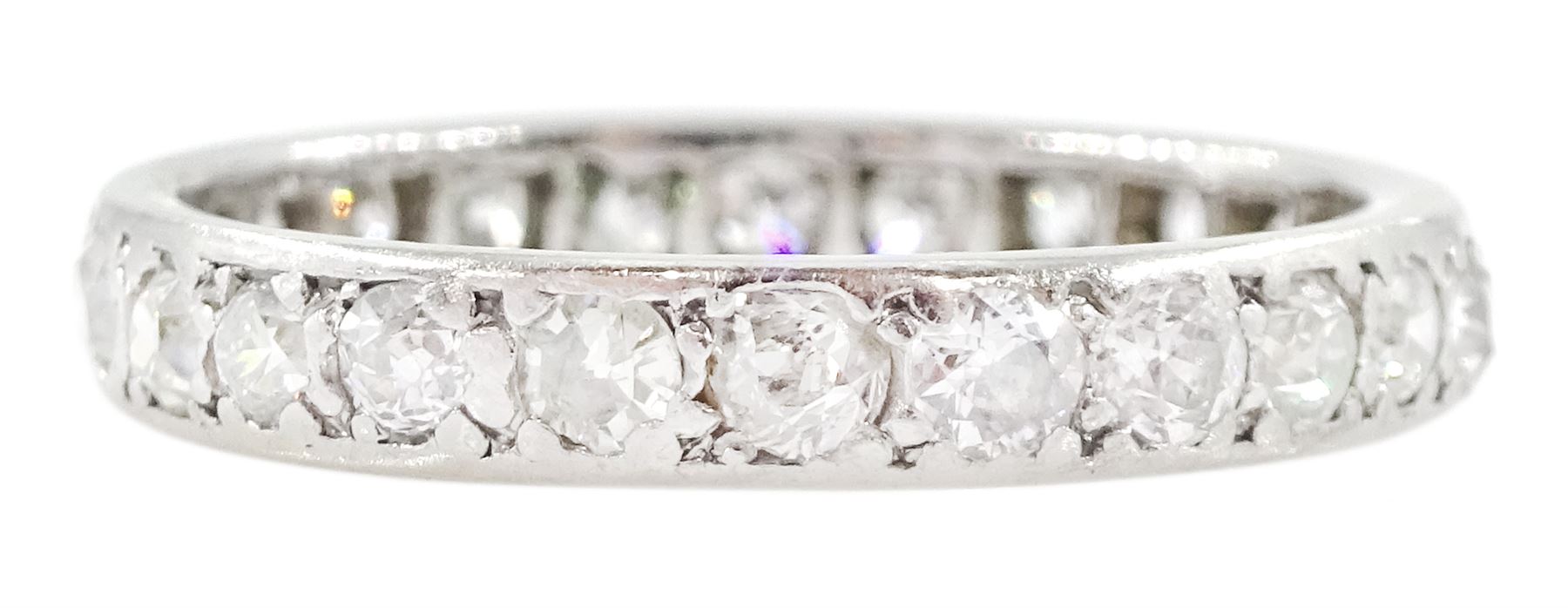 Early 20th century platinum channel set old cut diamond full eternity ...