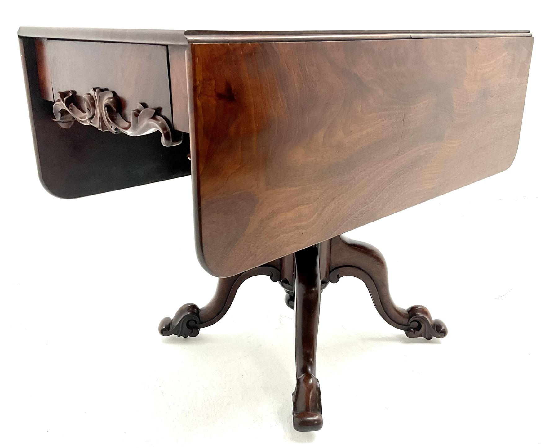 Early Victorian figured mahogany drop leaf support table | Antique ...