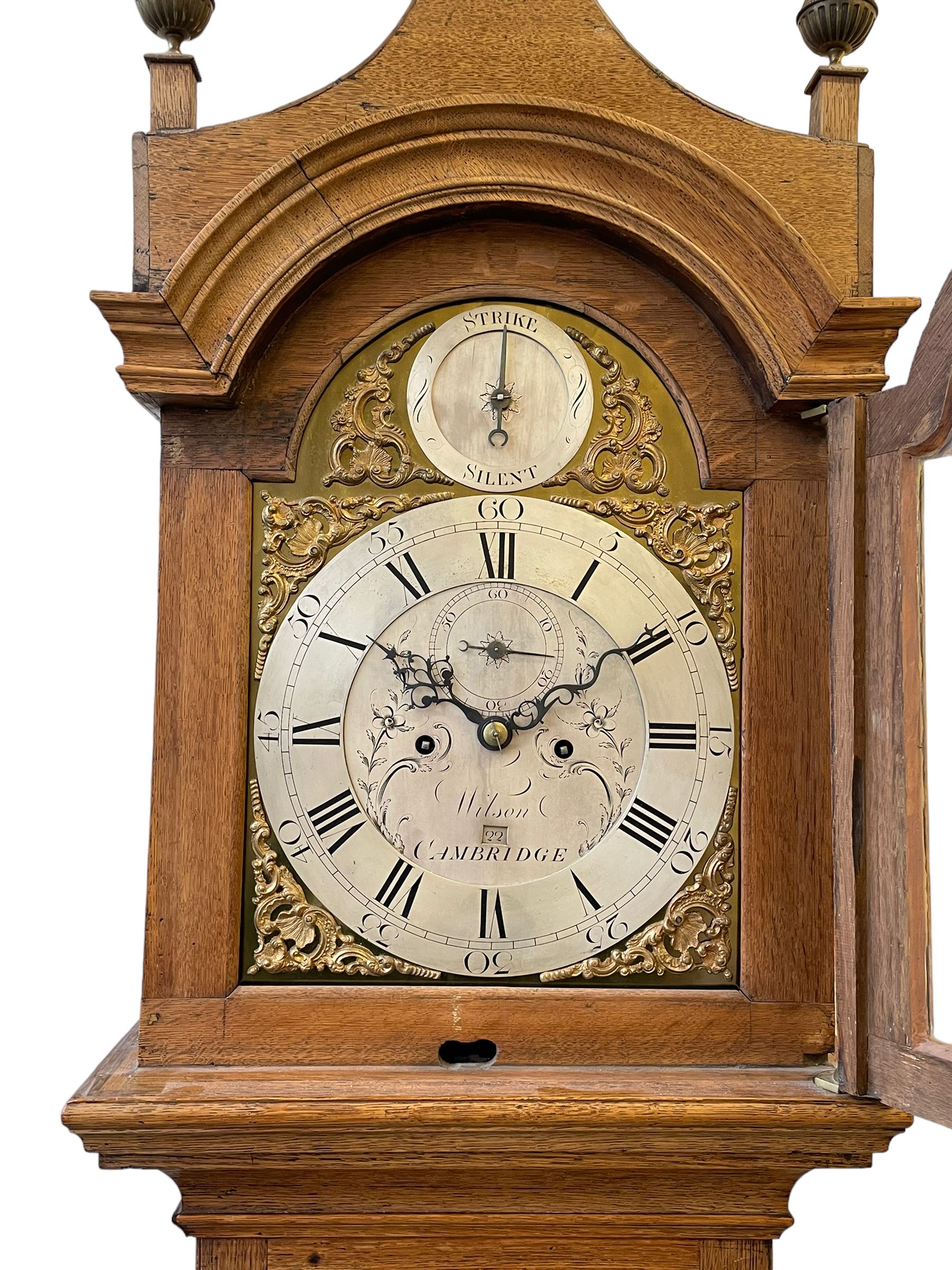 William Wilson of Cambridge - George III oak cased 8-day longcase clock ...