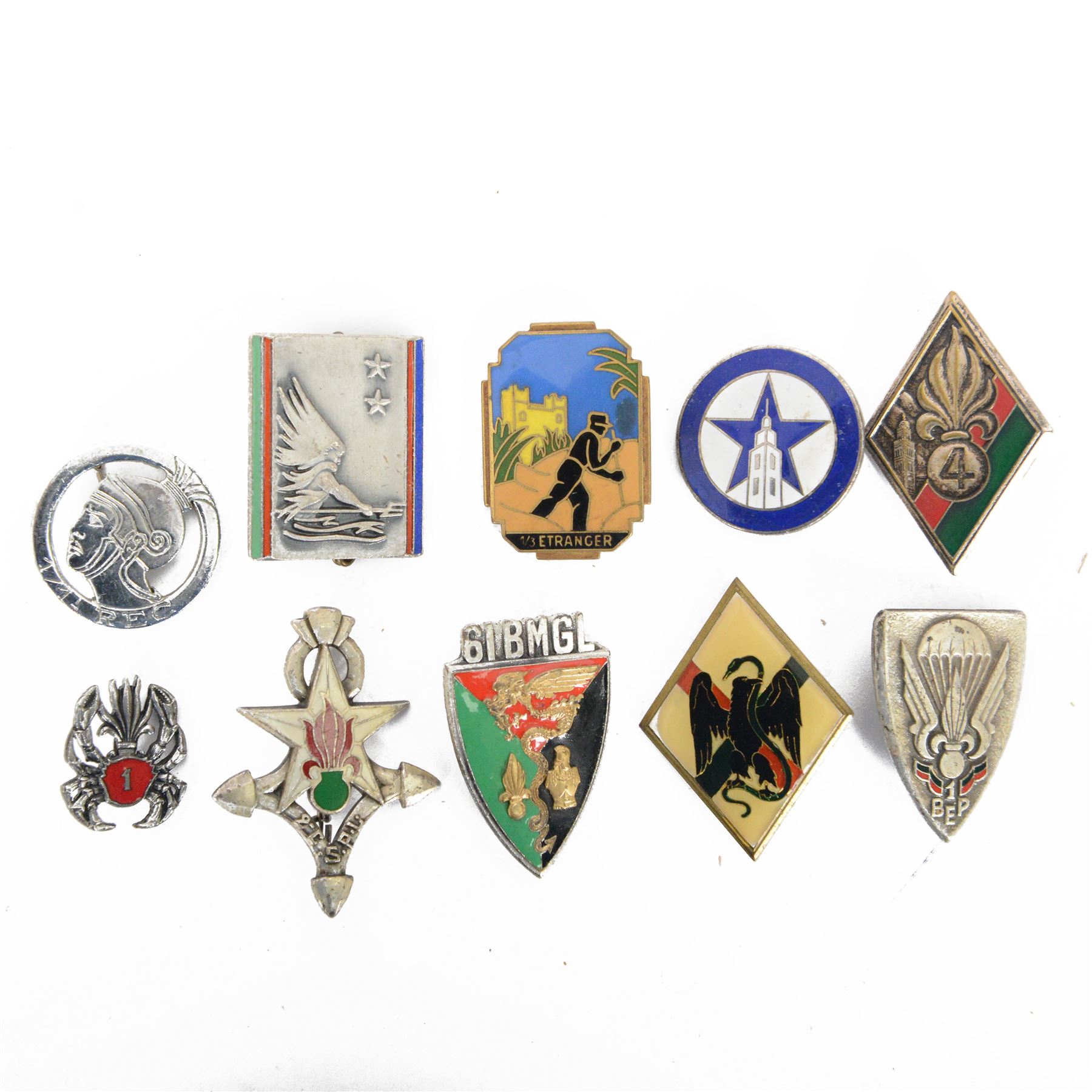 French Foreign Legion ten badges including badges for etrangere paras ...