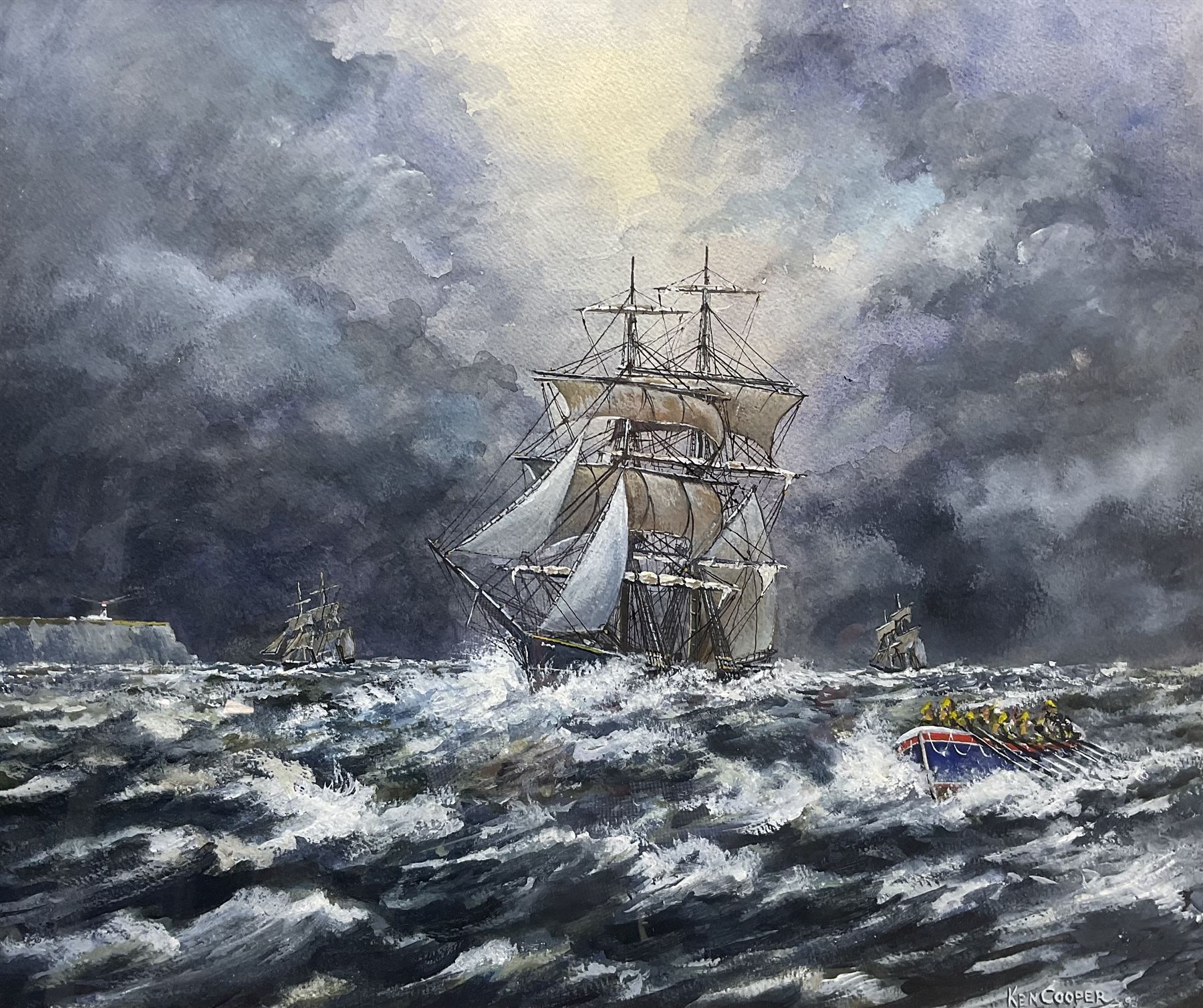 Ken Cooper (British 20th century): The Brig 'Delta' lost off ...