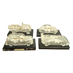 Four German moulded glass car models | Glass | 110754